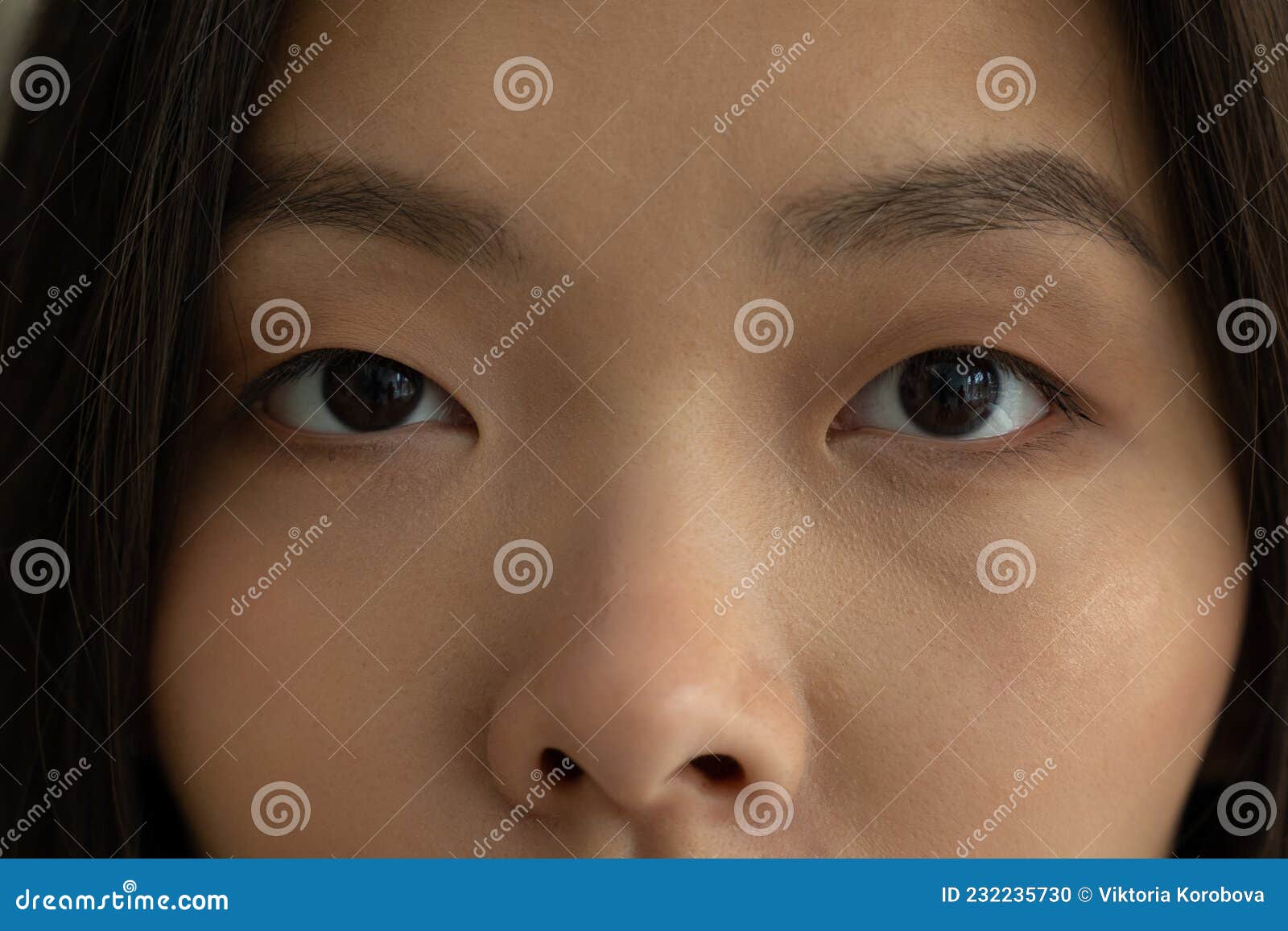 Beautiful Brown Eyes and Eyebrows of an Asian Close-up Look at the ...