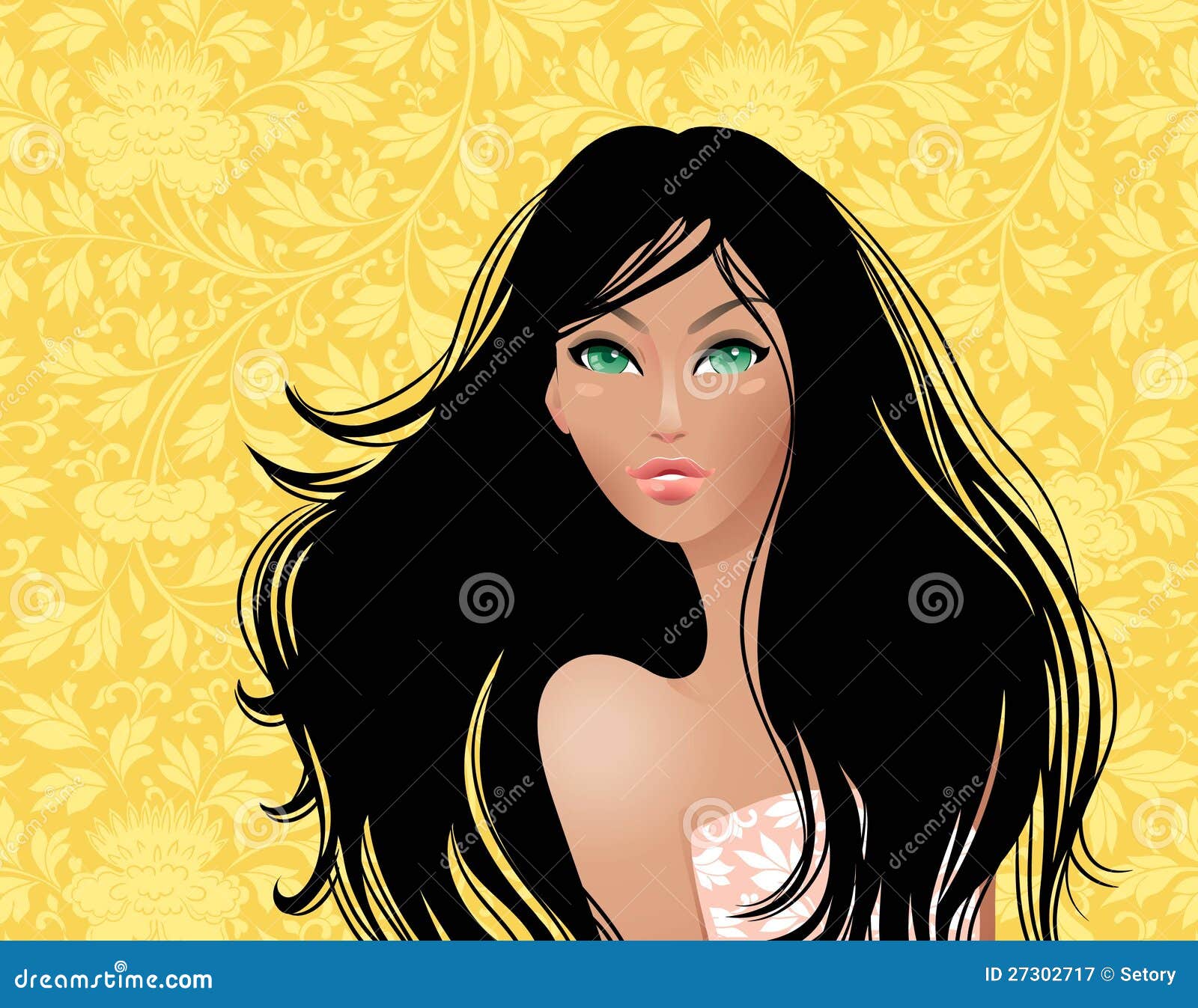 Beautiful brunette stock vector. Illustration of hair - 27302717