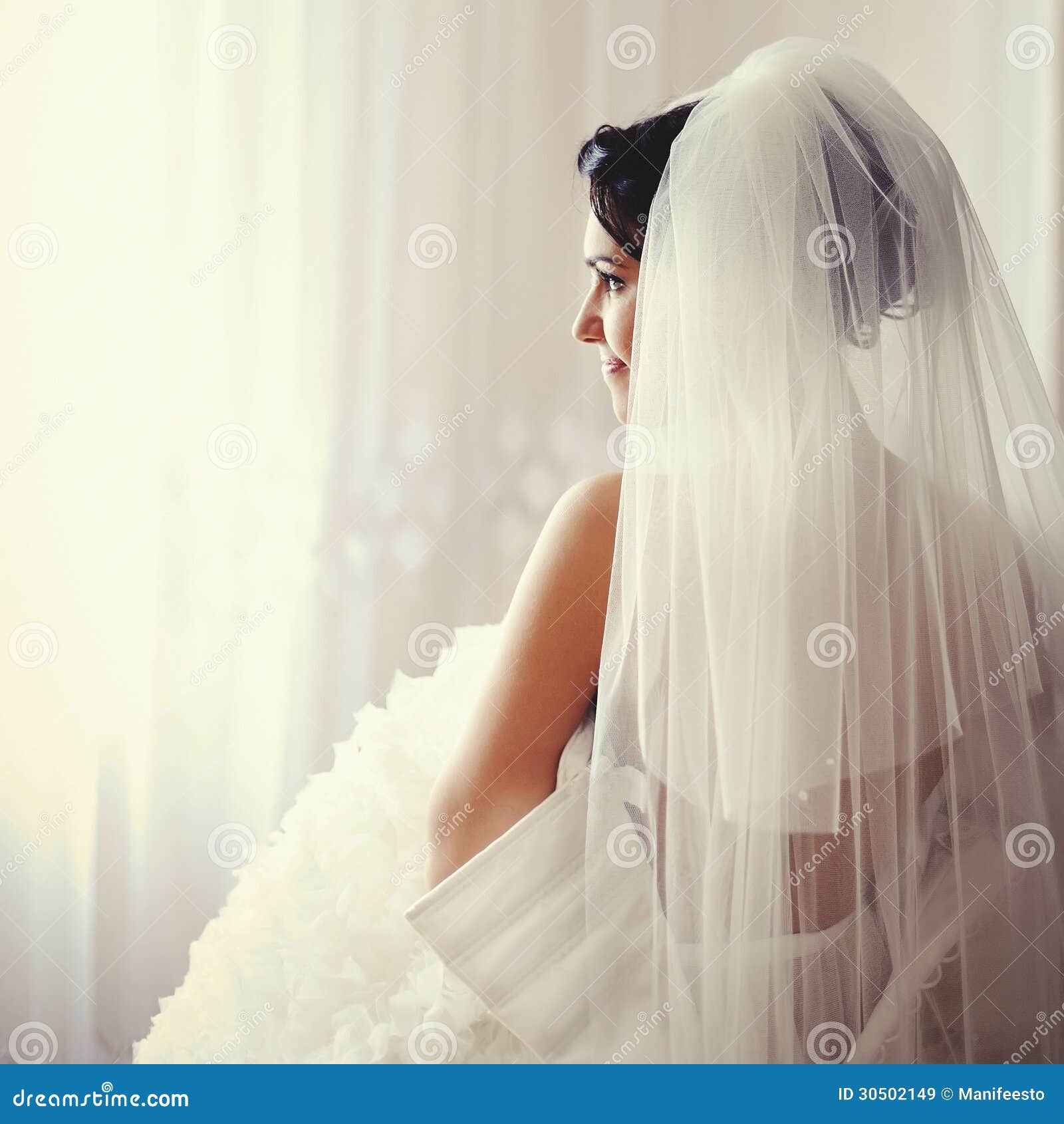 Beautiful Brunette Bride is Getting Ready Stock Image - Image of event ...