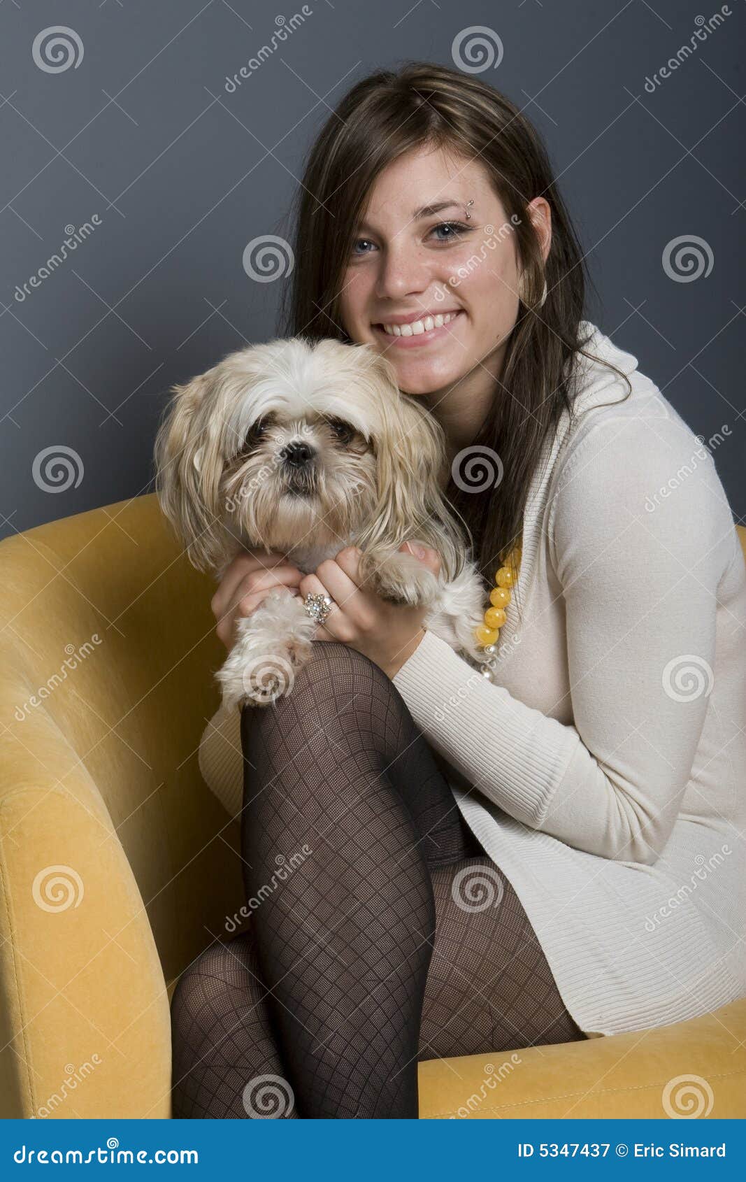 Beautiful Brunette and Dog stock image. Image of background - 5347437