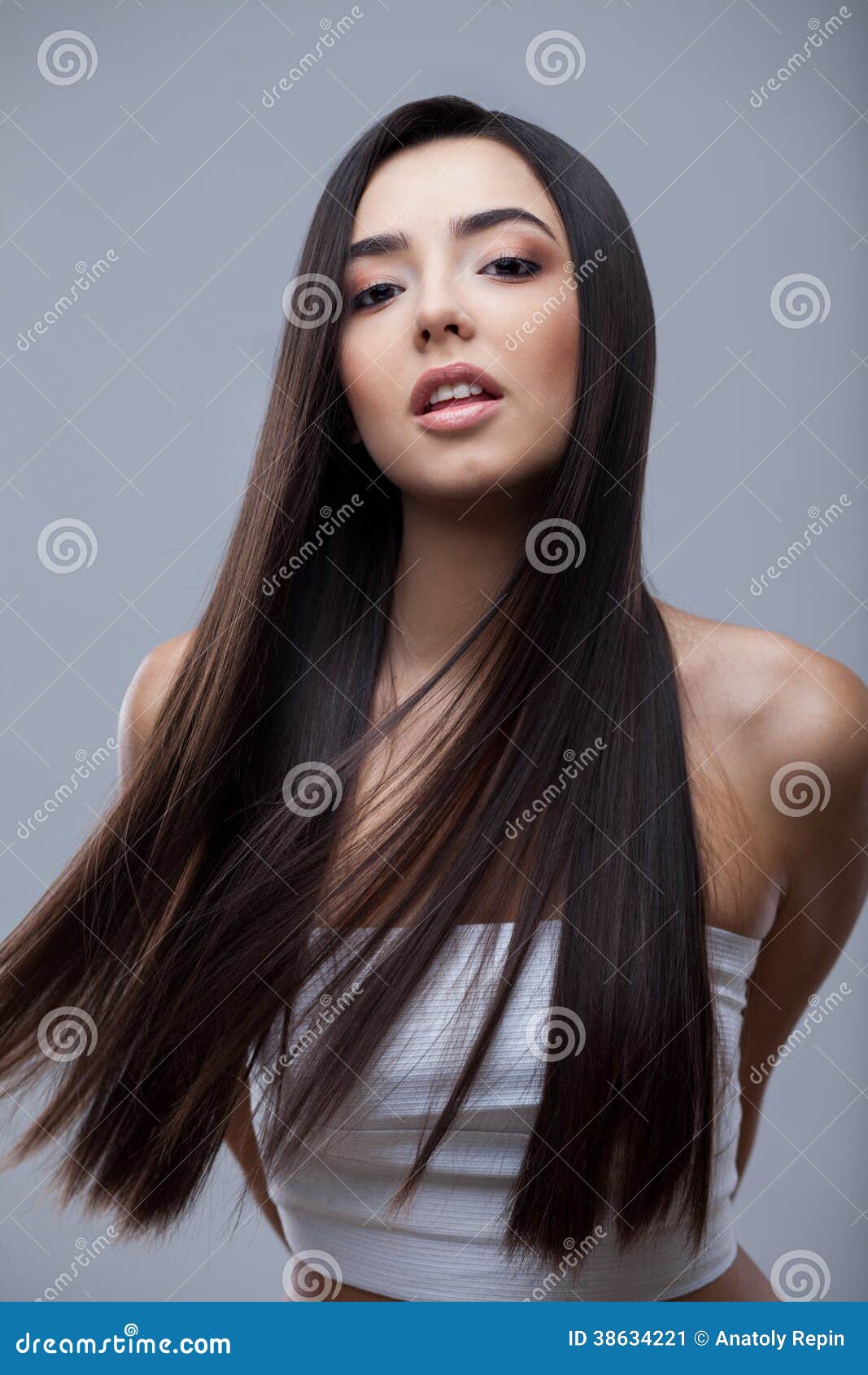 Beautiful Brunette Girl With Healthy Long Hair Stock Image Image Of