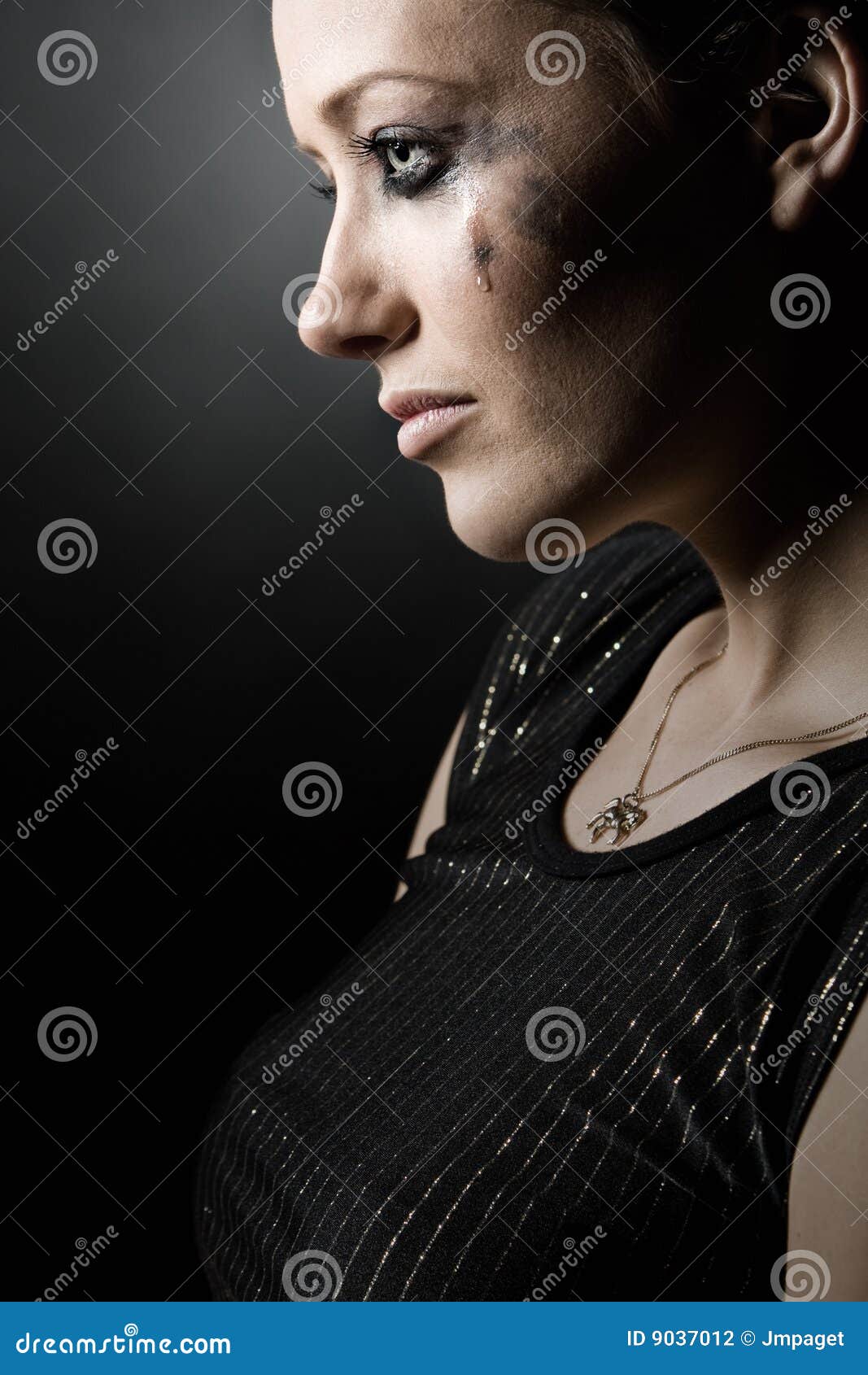 Beautiful Brunette Girl with a Tear Stock Photo - Image of messy ...