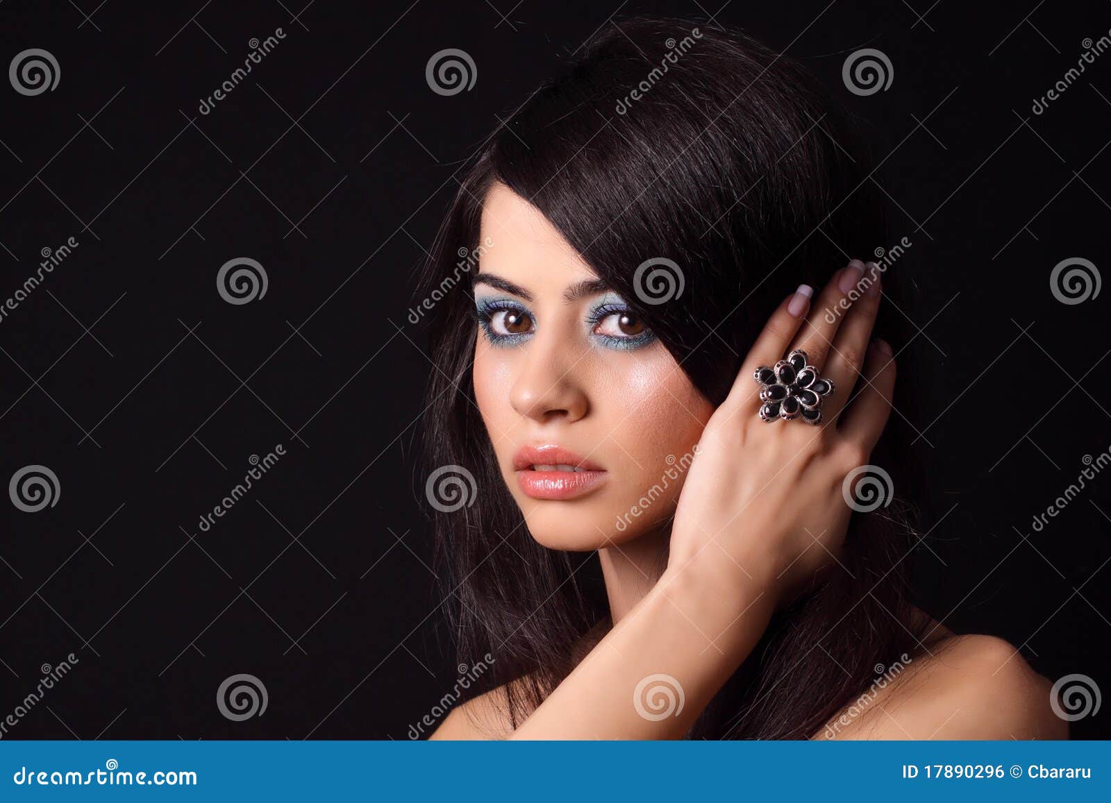 Beautiful Brunette Head and Shoulders Portrait Stock Photo - Image of ...