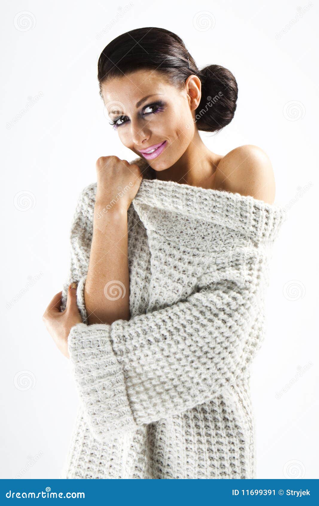 Beautiful Brunette in Jumper Stock Image - Image of beautiful ...