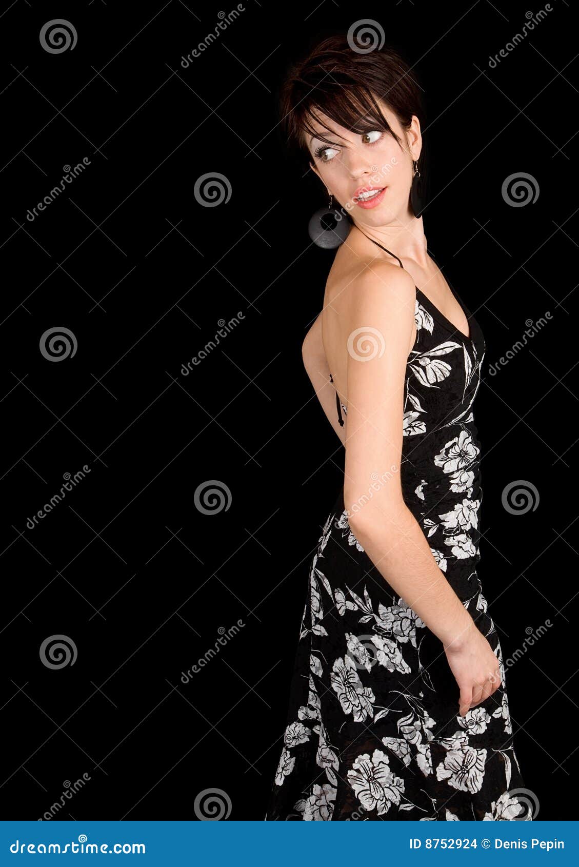 Beautiful Brunette Lady Looking Back Stock Photo - Image of graceful ...