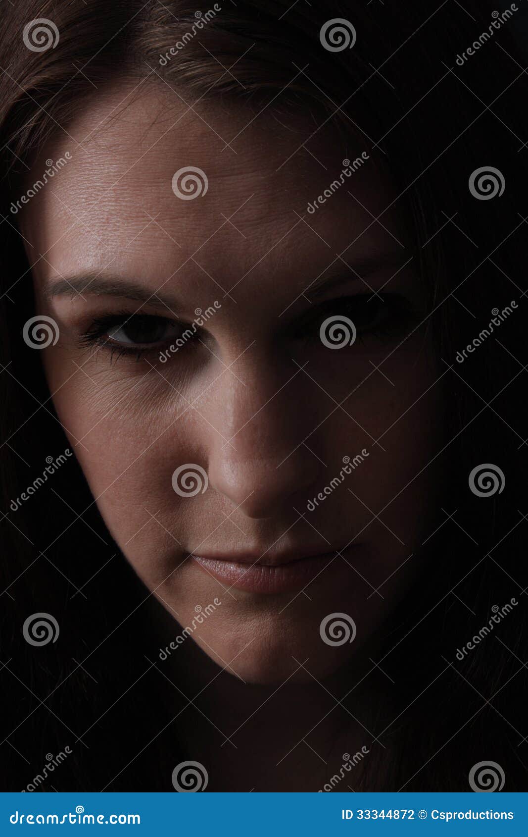 Beautiful Brunette, Low-key Stock Photo - Image of girl, indoors: 33344872