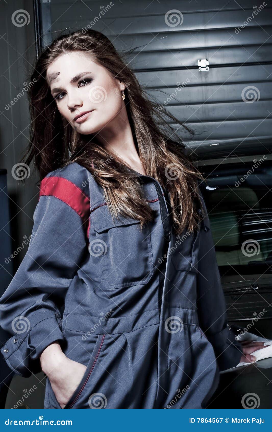 Beautiful Brunette Mechanic Stock Image - Image of model, beautiful ...
