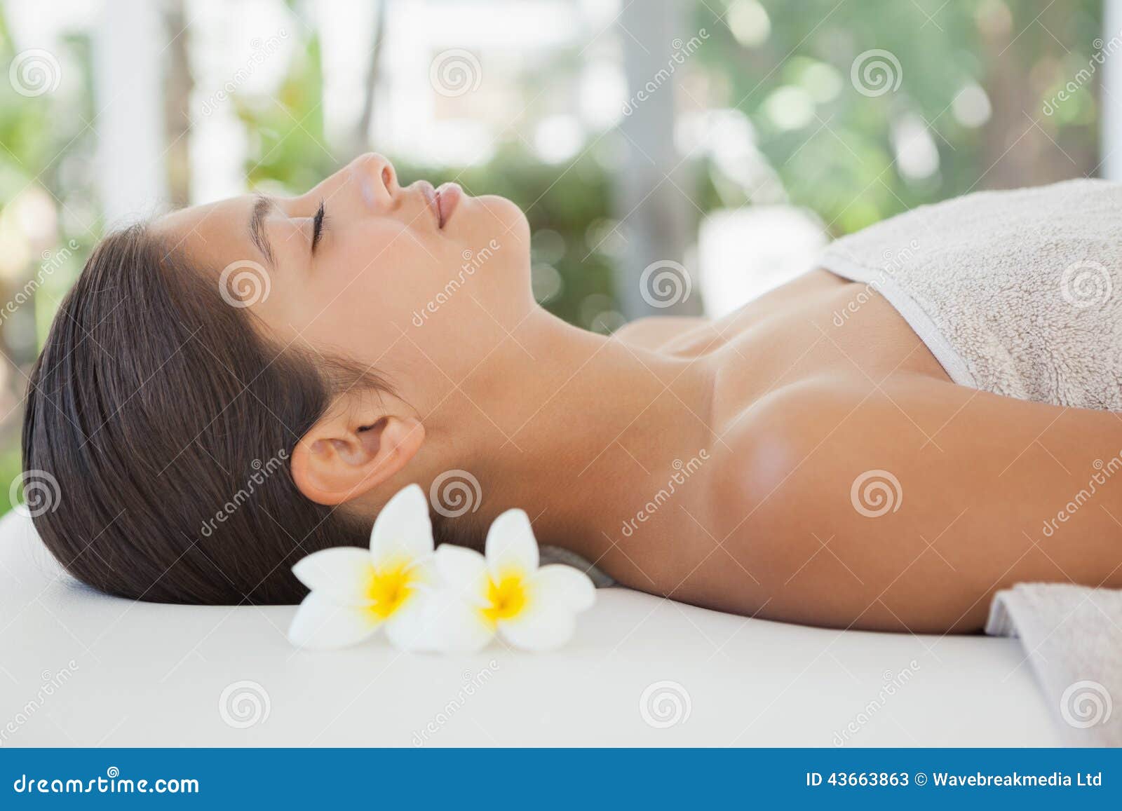 Beautiful Brunette Relaxing On Massage Table Stock Image Image Of