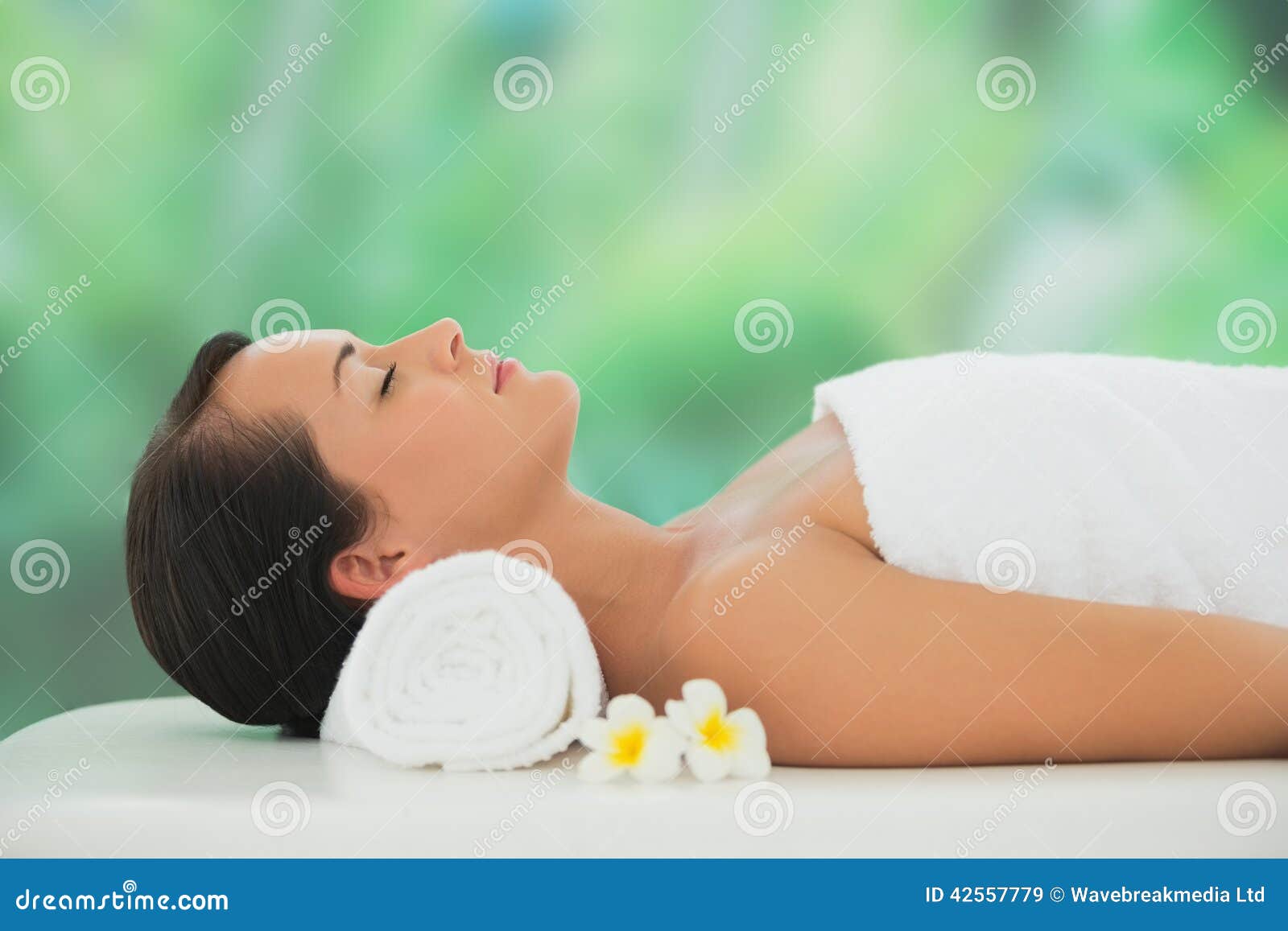 Beautiful Brunette Relaxing On Massage Table Stock Image Image Of
