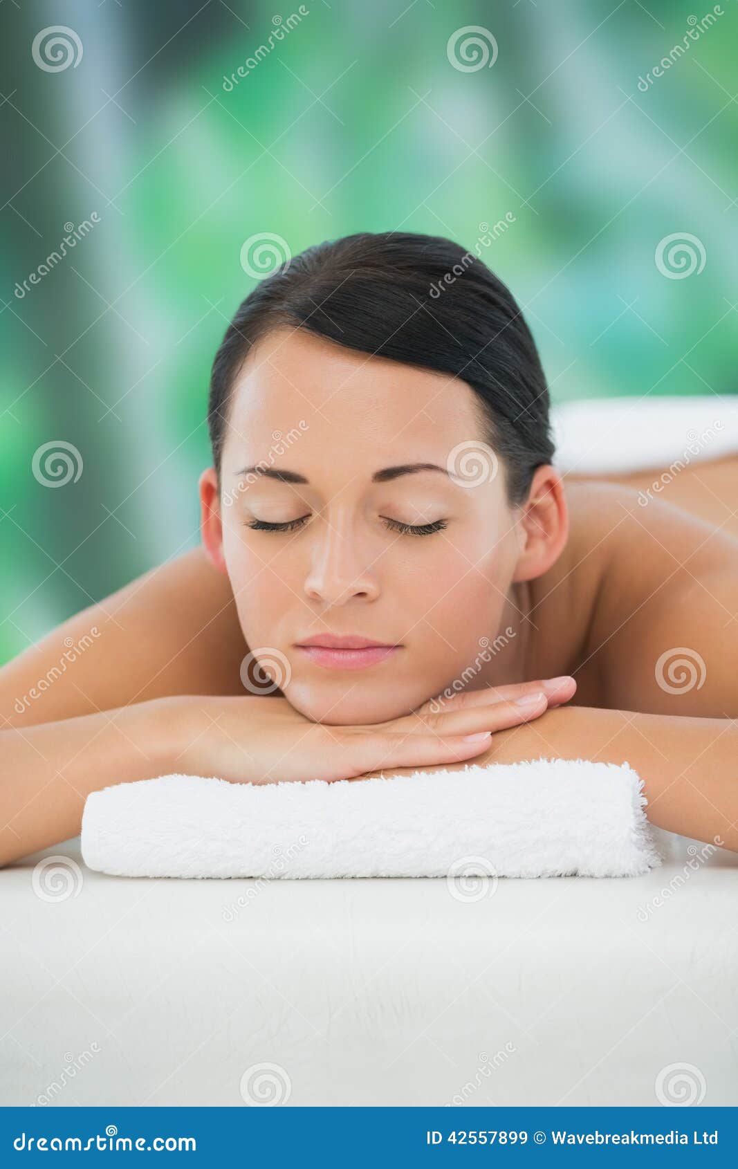 Beautiful Brunette Relaxing On Massage Table Stock Image Image Of