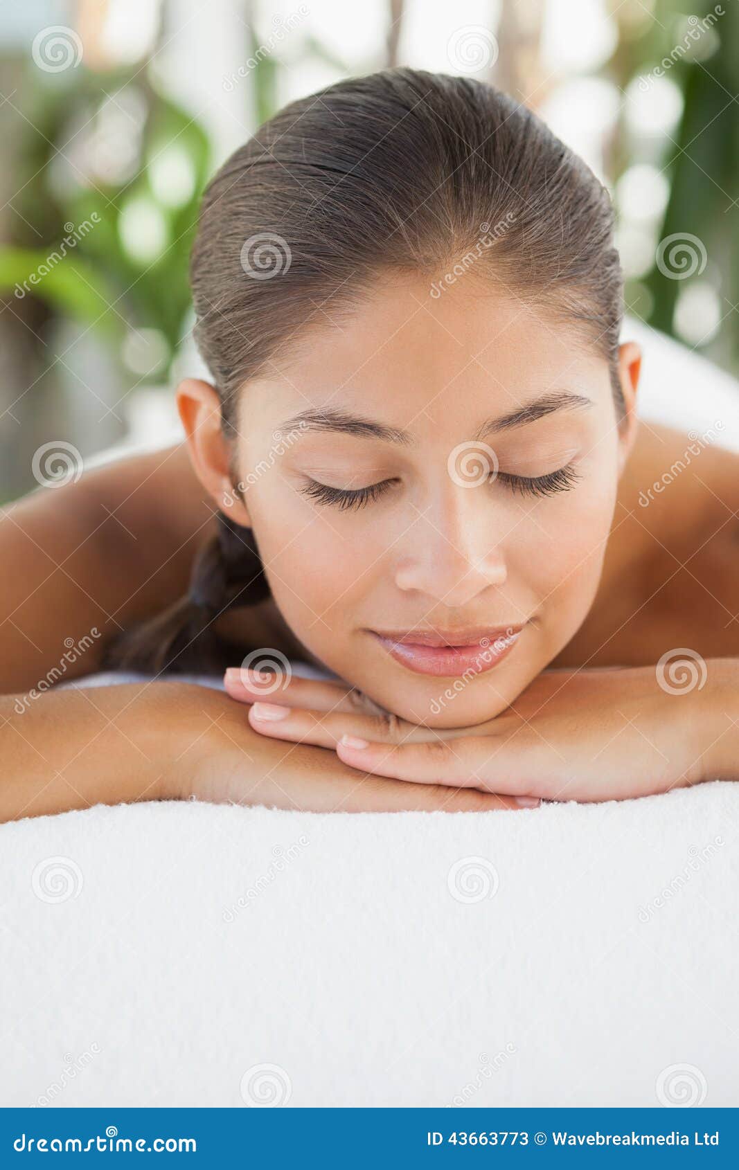 Beautiful Brunette Relaxing On Massage Table Stock Image Image Of