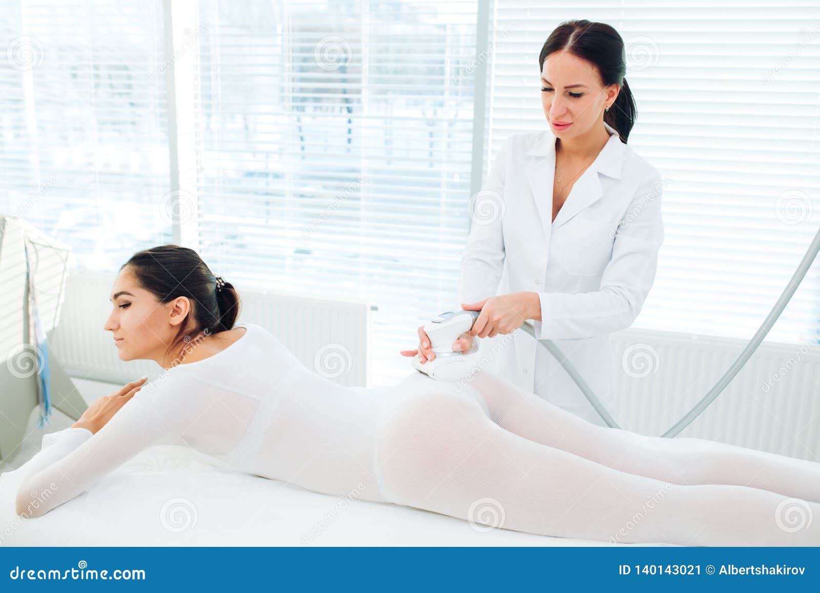 Beautiful Brunette Woman Getting Lpg Massage For Lifting Body In Lpg