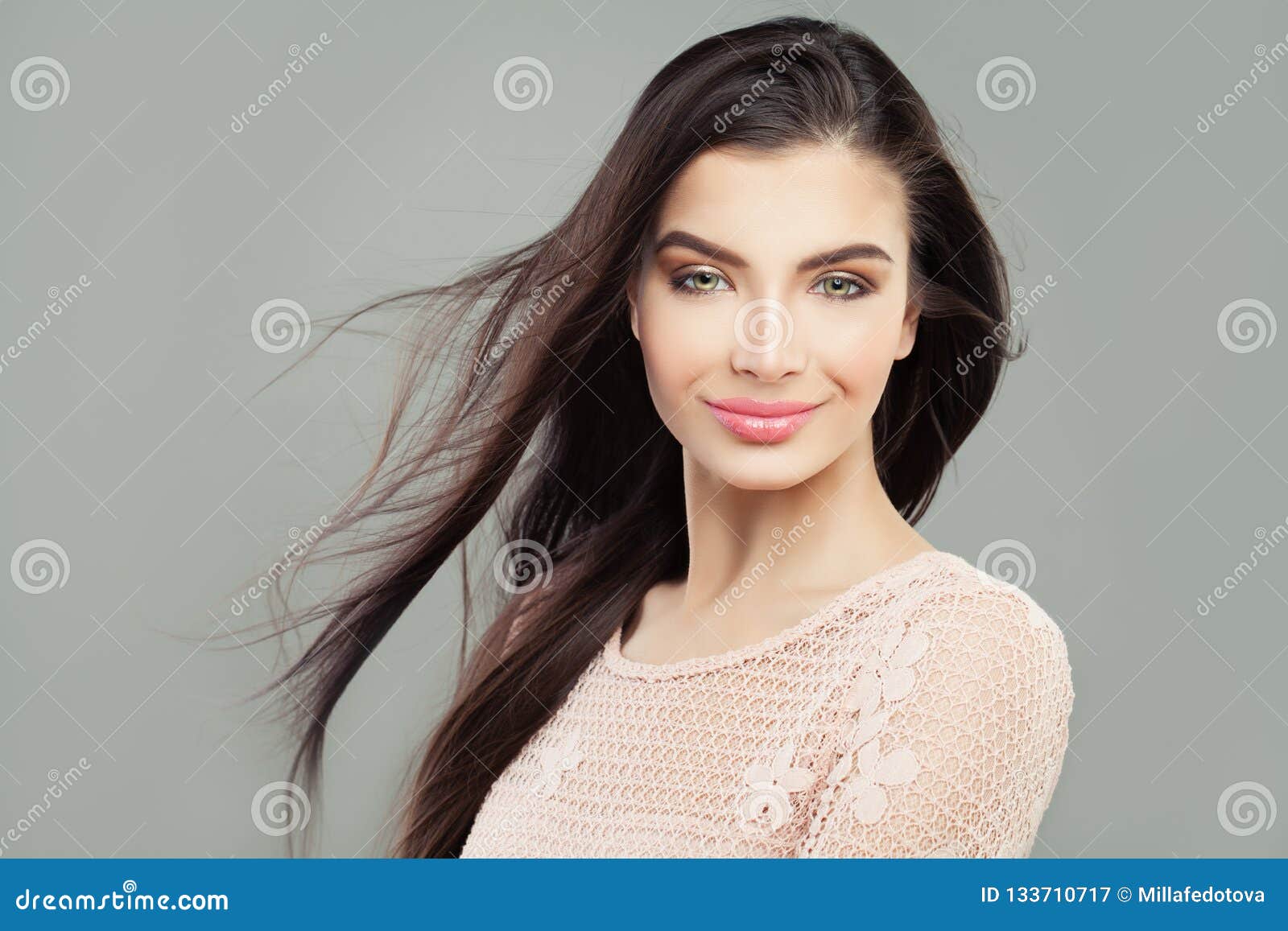 Beautiful Brunette Woman With Long Healthy Hairstyle Stock Image