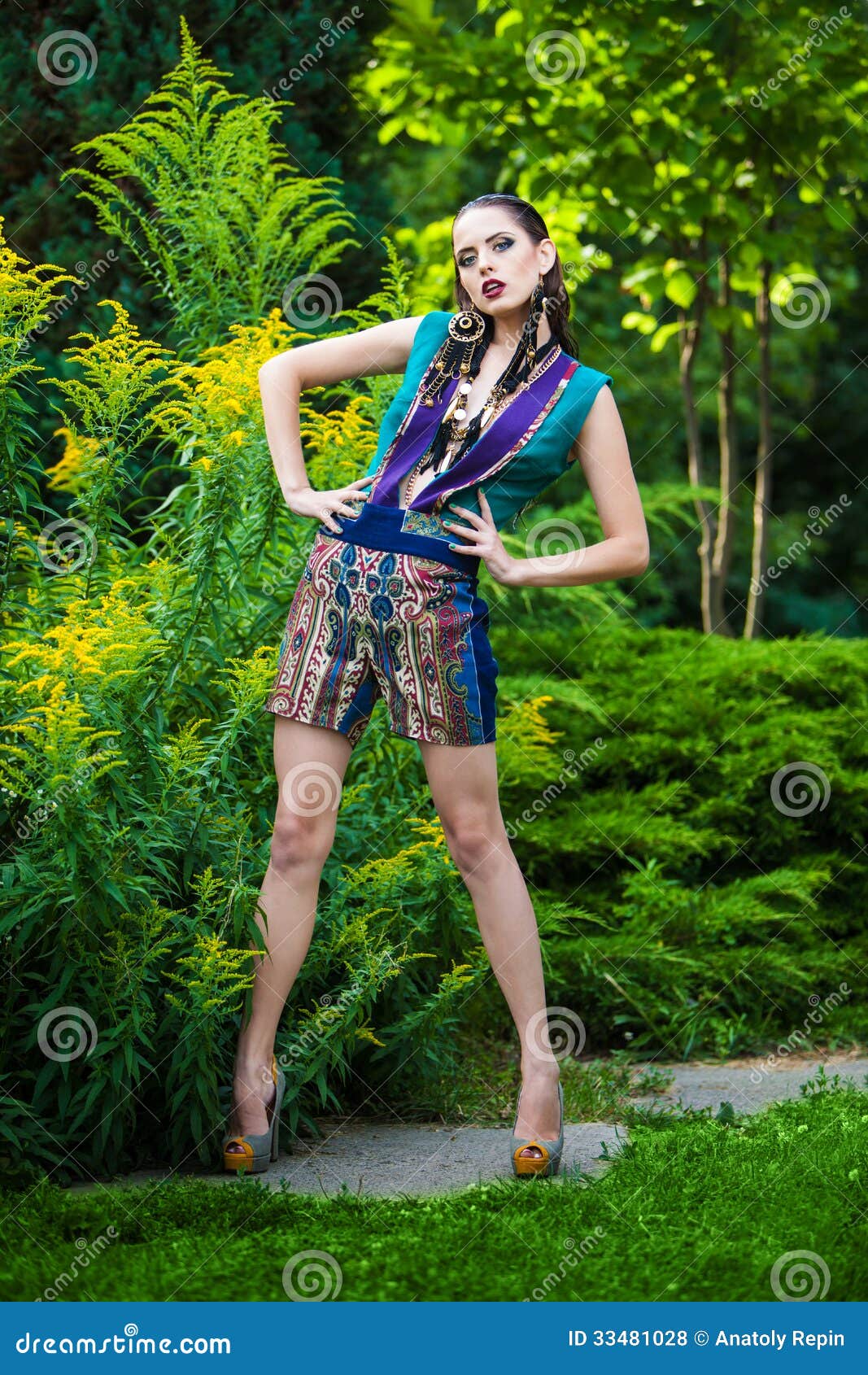 Beautiful Brunette Woman Outdoors Stock Photo - Image of glamour, copy ...