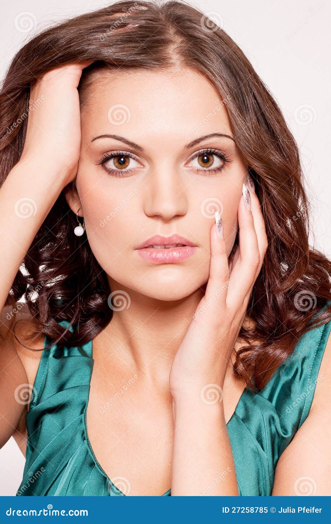 Beautiful Brunette Woman Portrait With Makeup Stock Image Image Of