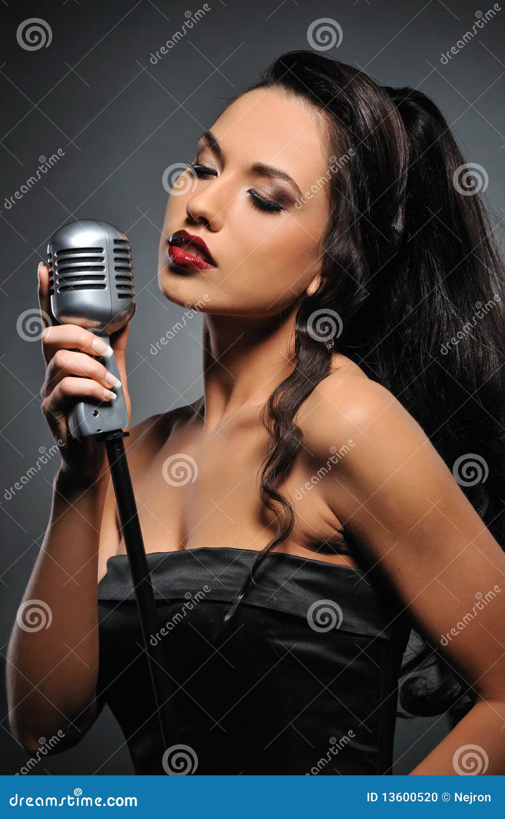 Beautiful Brunette Woman Singing Stock Photo - Image of people, cute ...