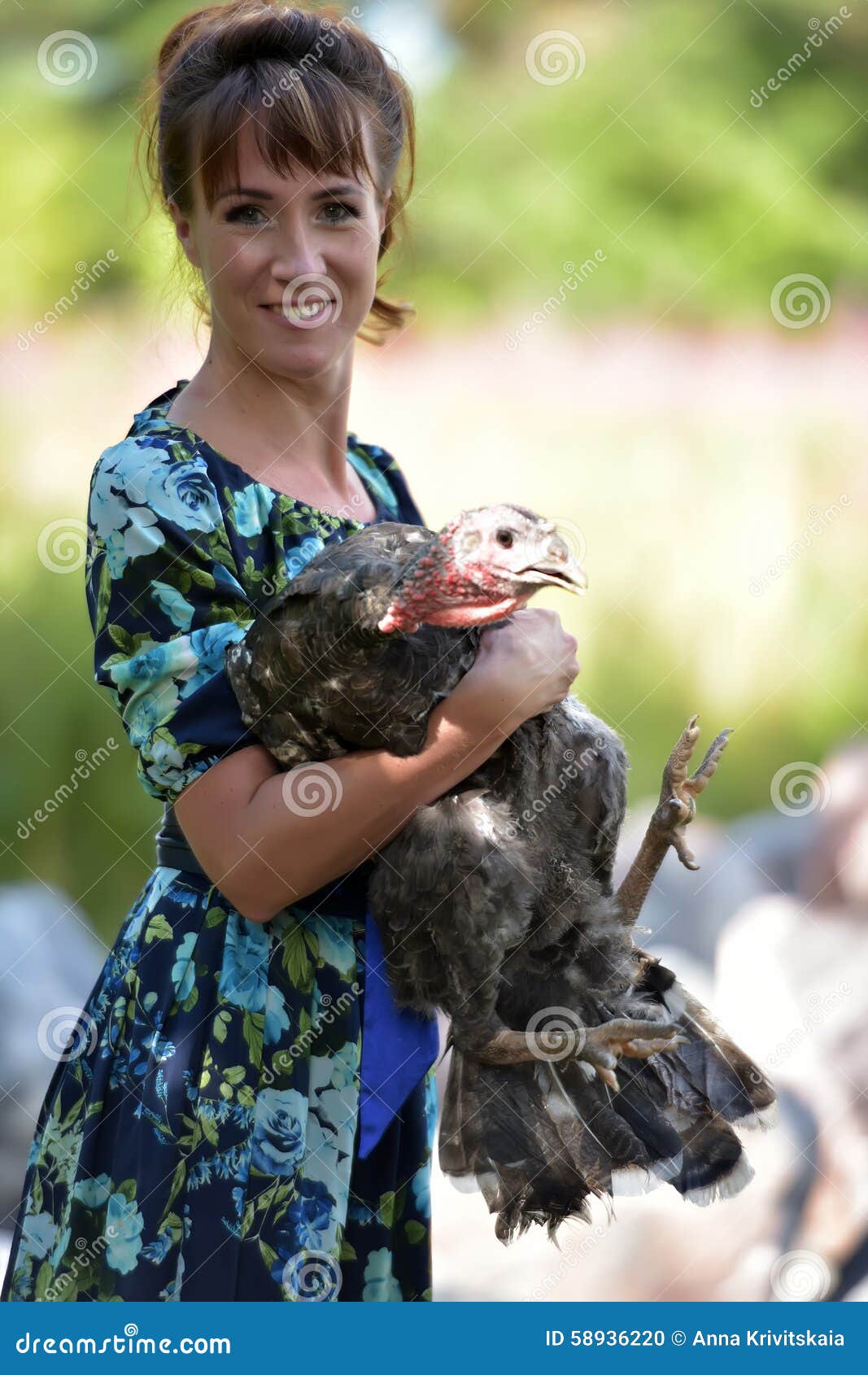Beautiful Brunette Woman with a Turkey Stock Photo - Image of choice ...