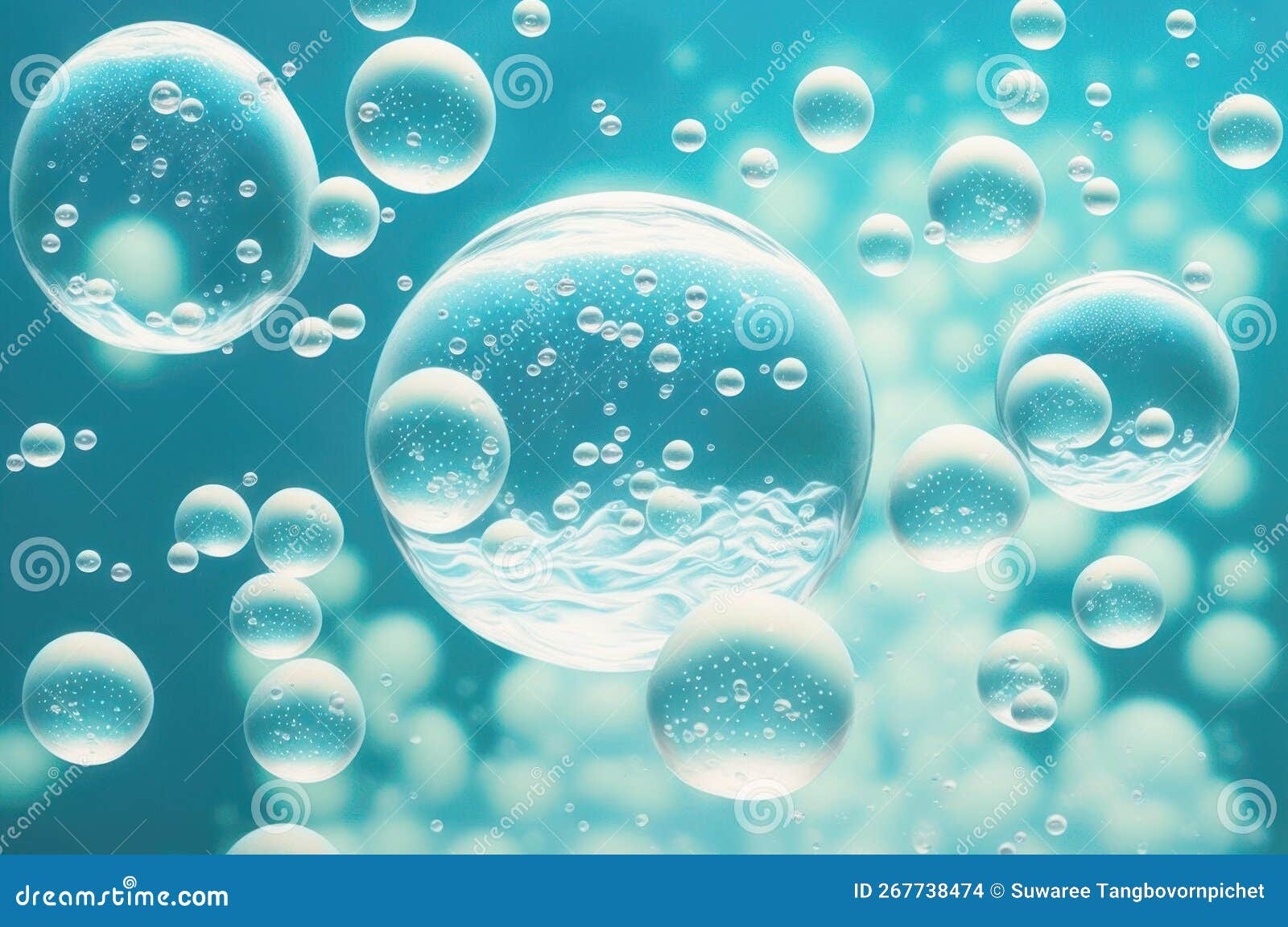 Beautiful Bubble Under Water Blue Background. World Water Day Concept ...