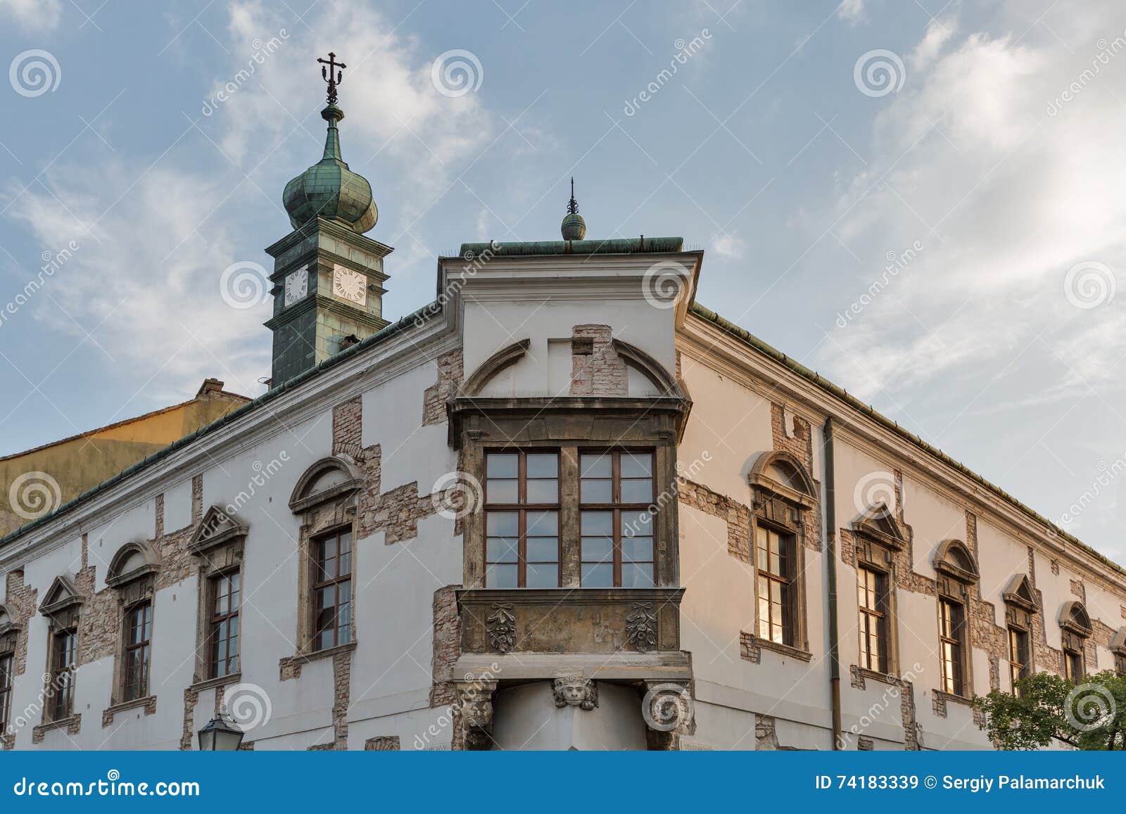 Beautiful Building Facade with Old Clock Tower in Budapest, Hungary ...