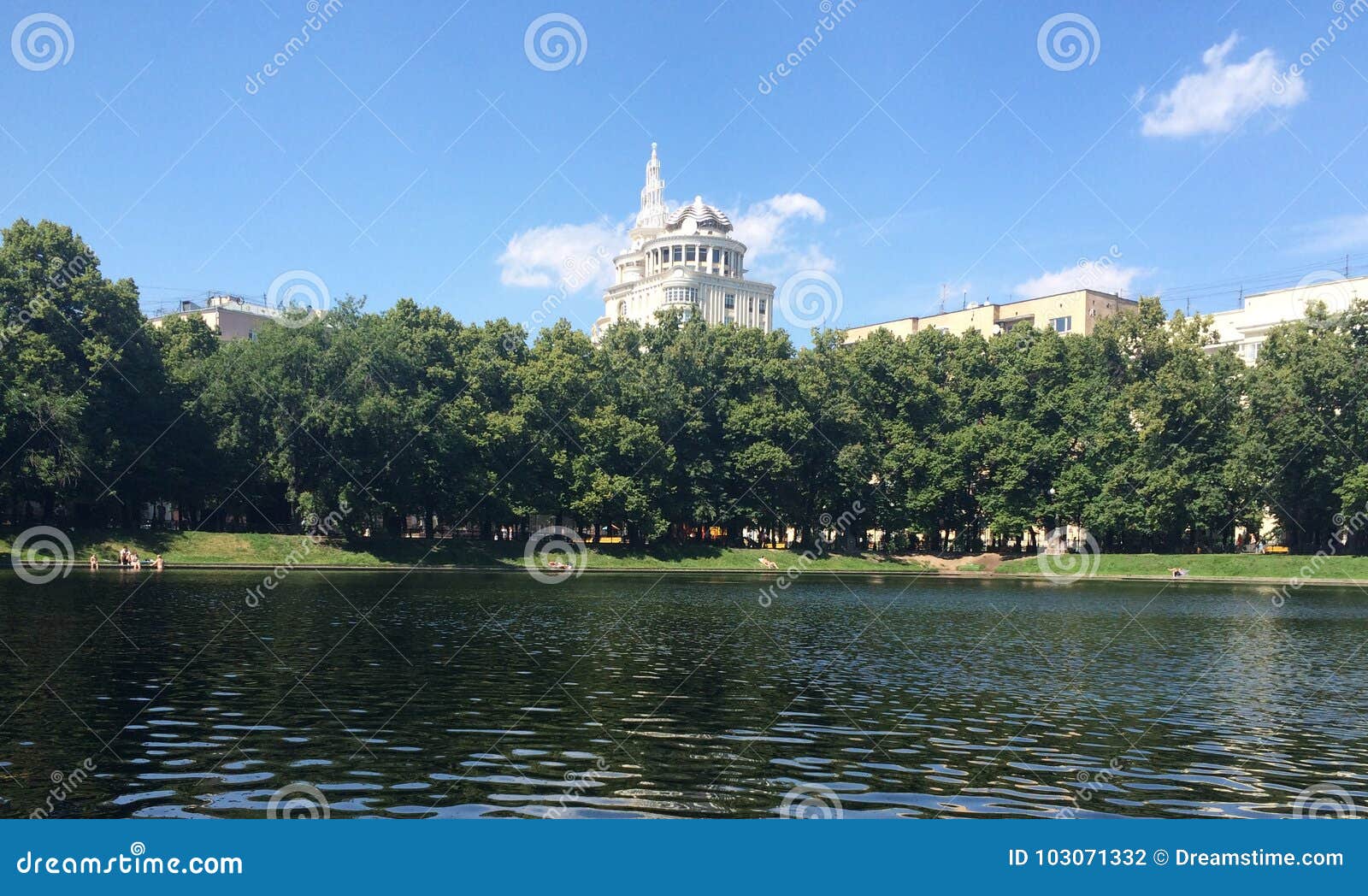 Beautiful Building Near a Lake Stock Photo - Image of landscape, summer ...