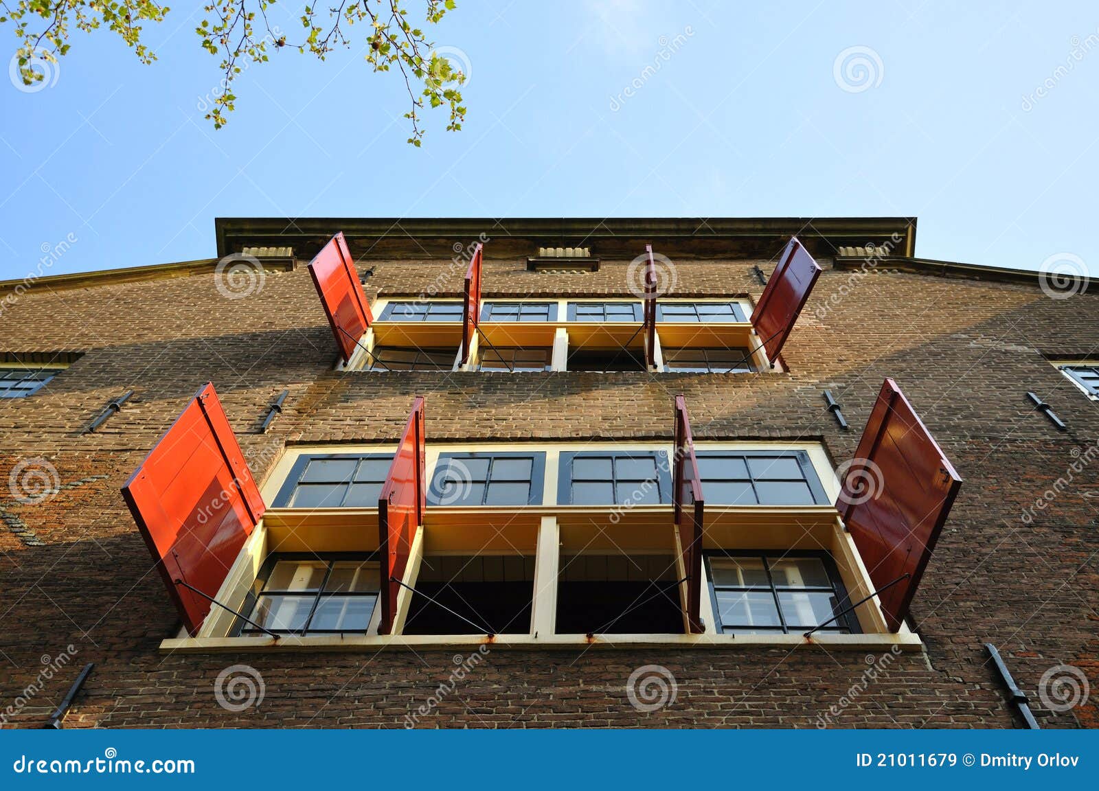 Beautiful Building with Open Blinds and Windows Stock Image - Image of ...