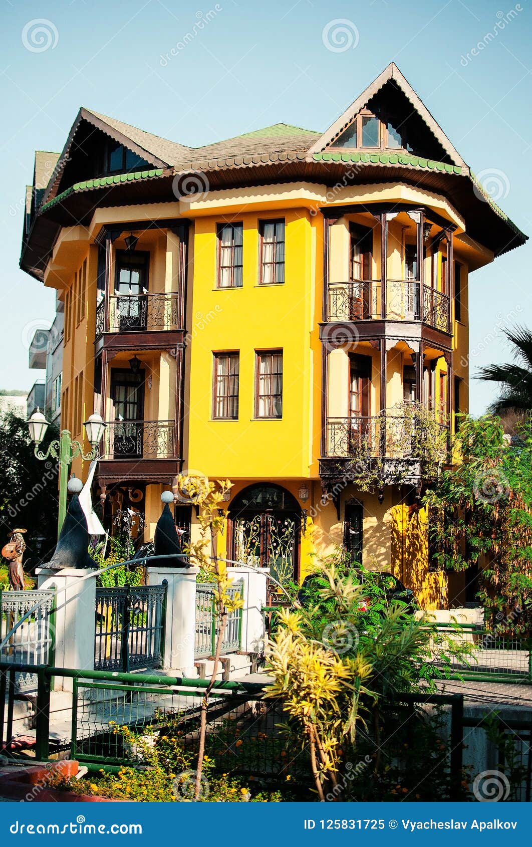 Beautiful Building in Yellow Colors Stock Image - Image of facade ...