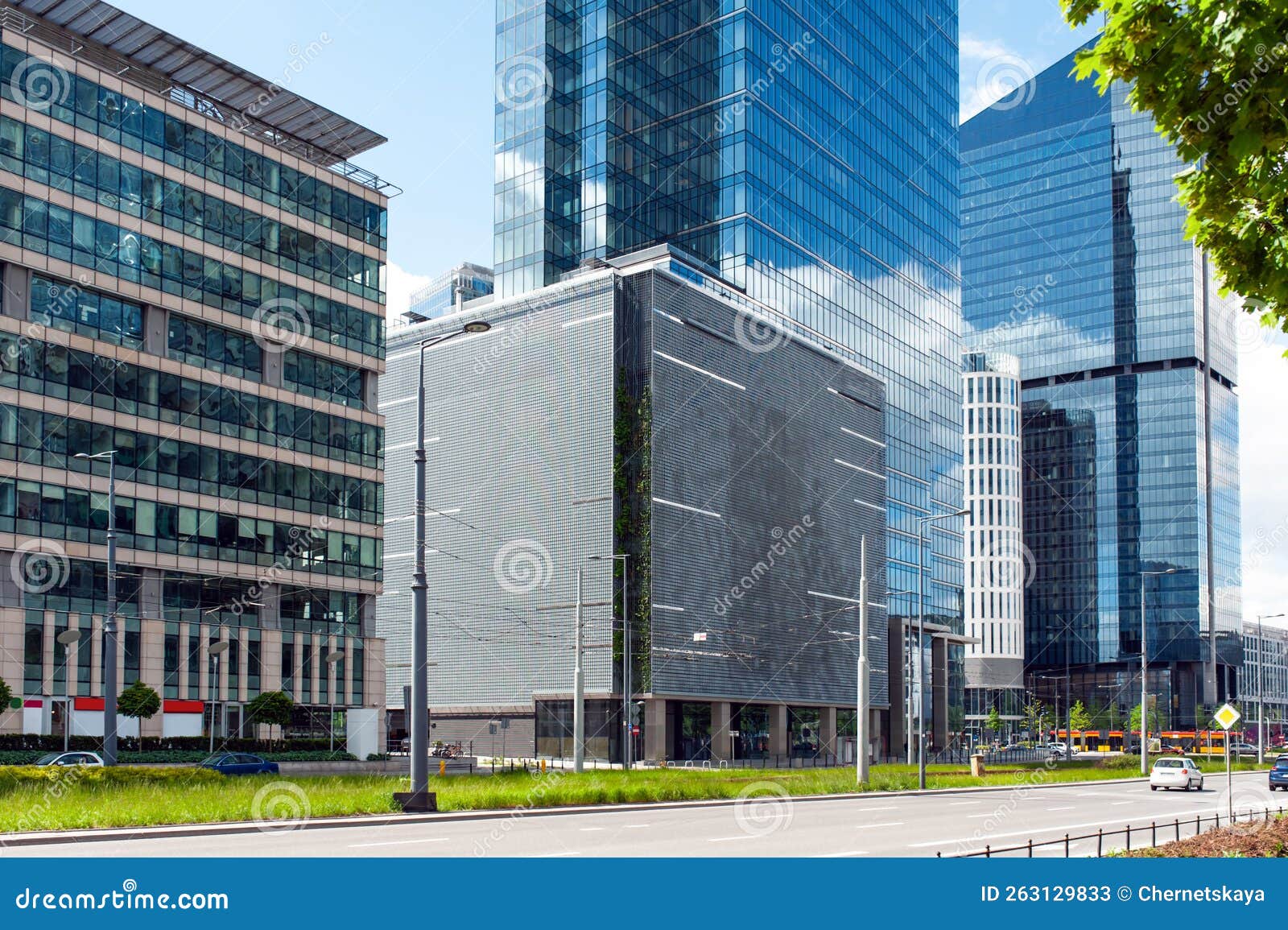 Beautiful Buildings with Many Windows on Cloudy Day in City Stock Image ...