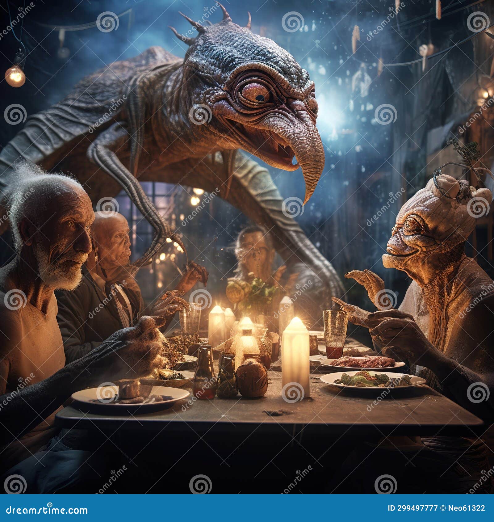 A Bunch of Aliens Sumptuous Dinner at a High Table Extraterrestrial ...