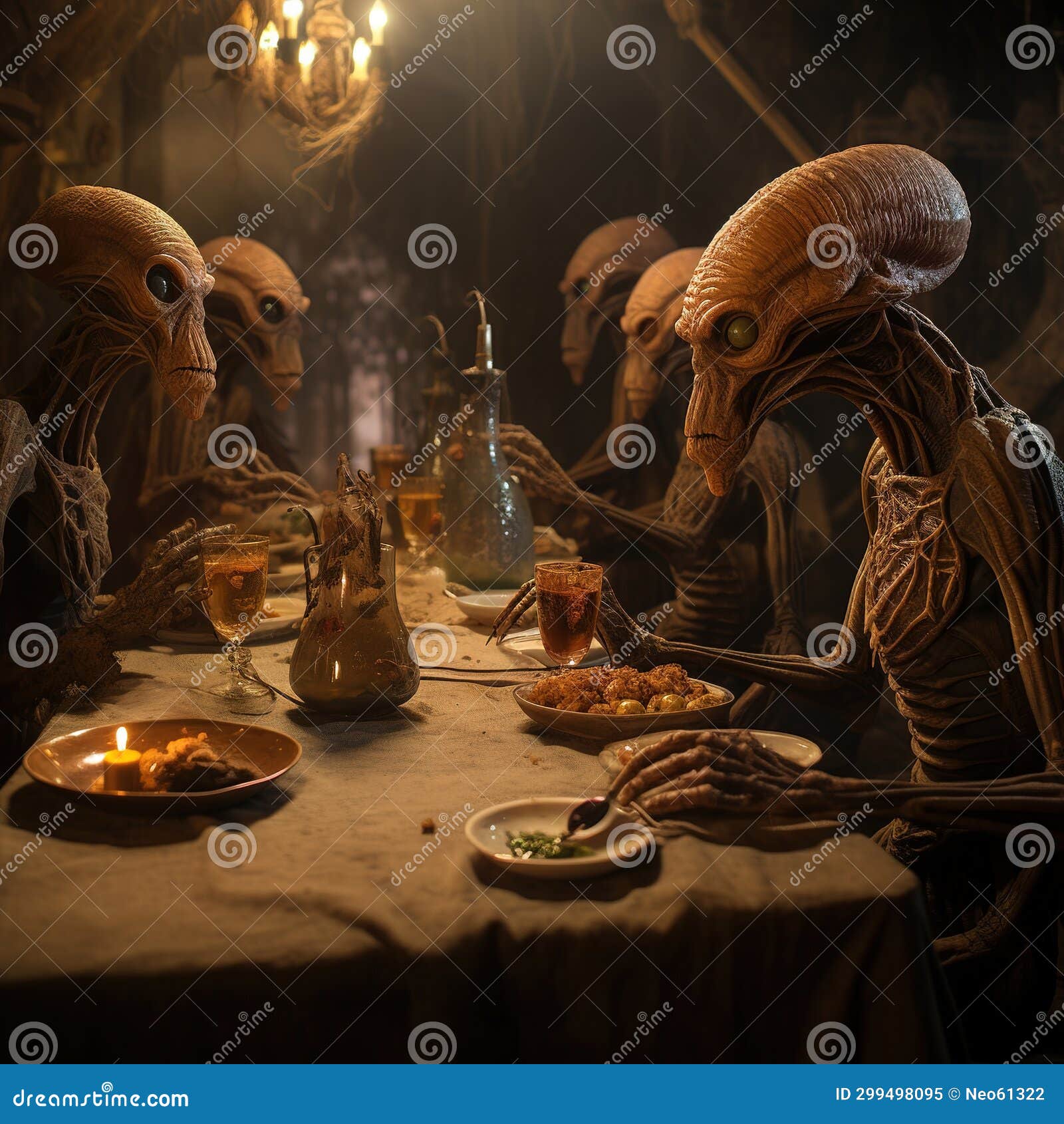 A Bunch of Aliens Sumptuous Dinner at a High Table Extraterrestrial ...