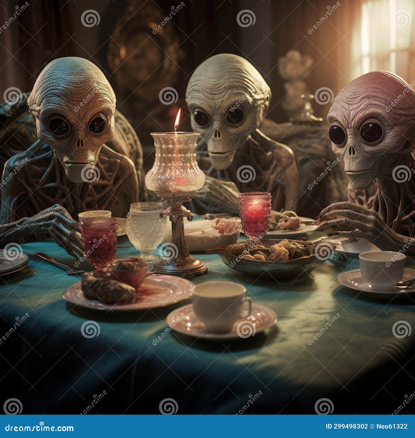 A Bunch of Aliens Sumptuous Dinner at a High Table Extraterrestrial ...
