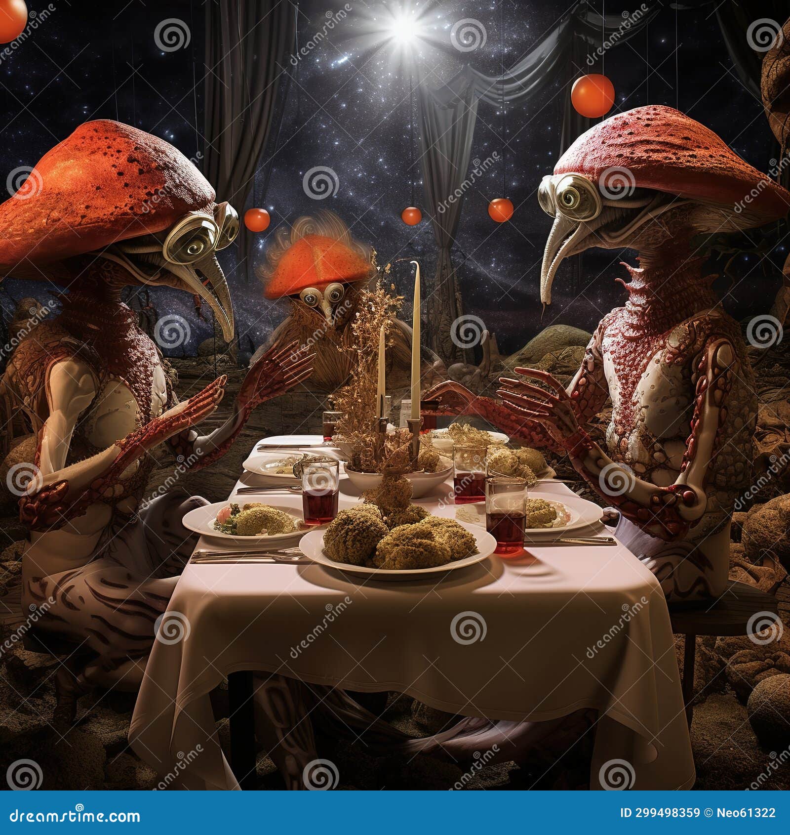 A Bunch of Aliens Sumptuous Dinner at a High Table Extraterrestrial ...