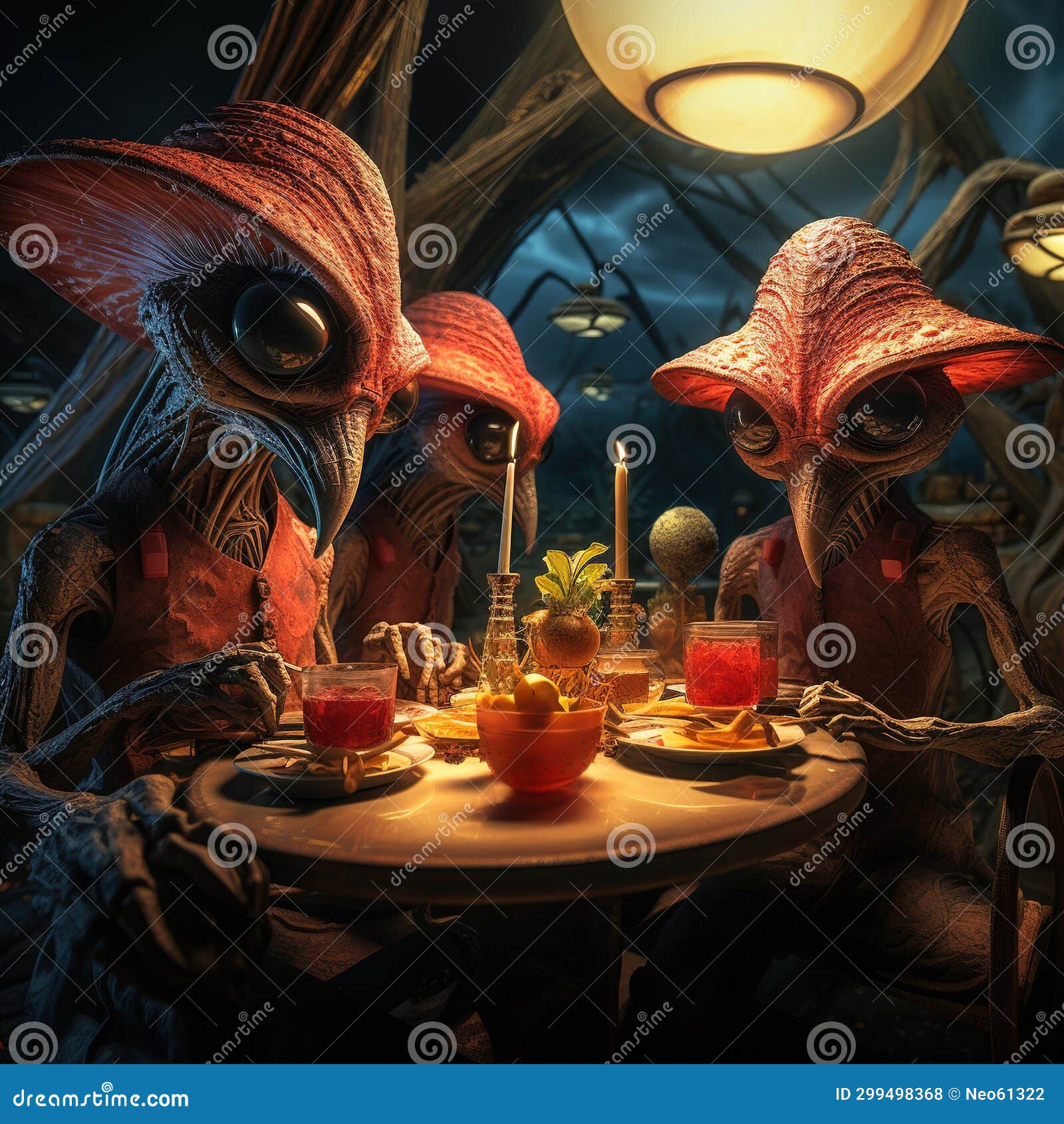 A Bunch of Aliens Sumptuous Dinner at a High Table Extraterrestrial ...