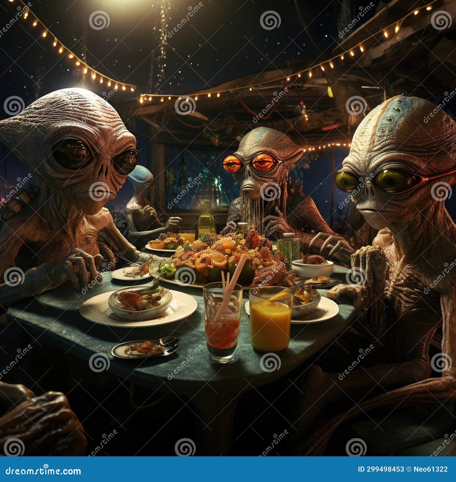 A Bunch of Aliens Sumptuous Dinner at a High Table Extraterrestrial ...