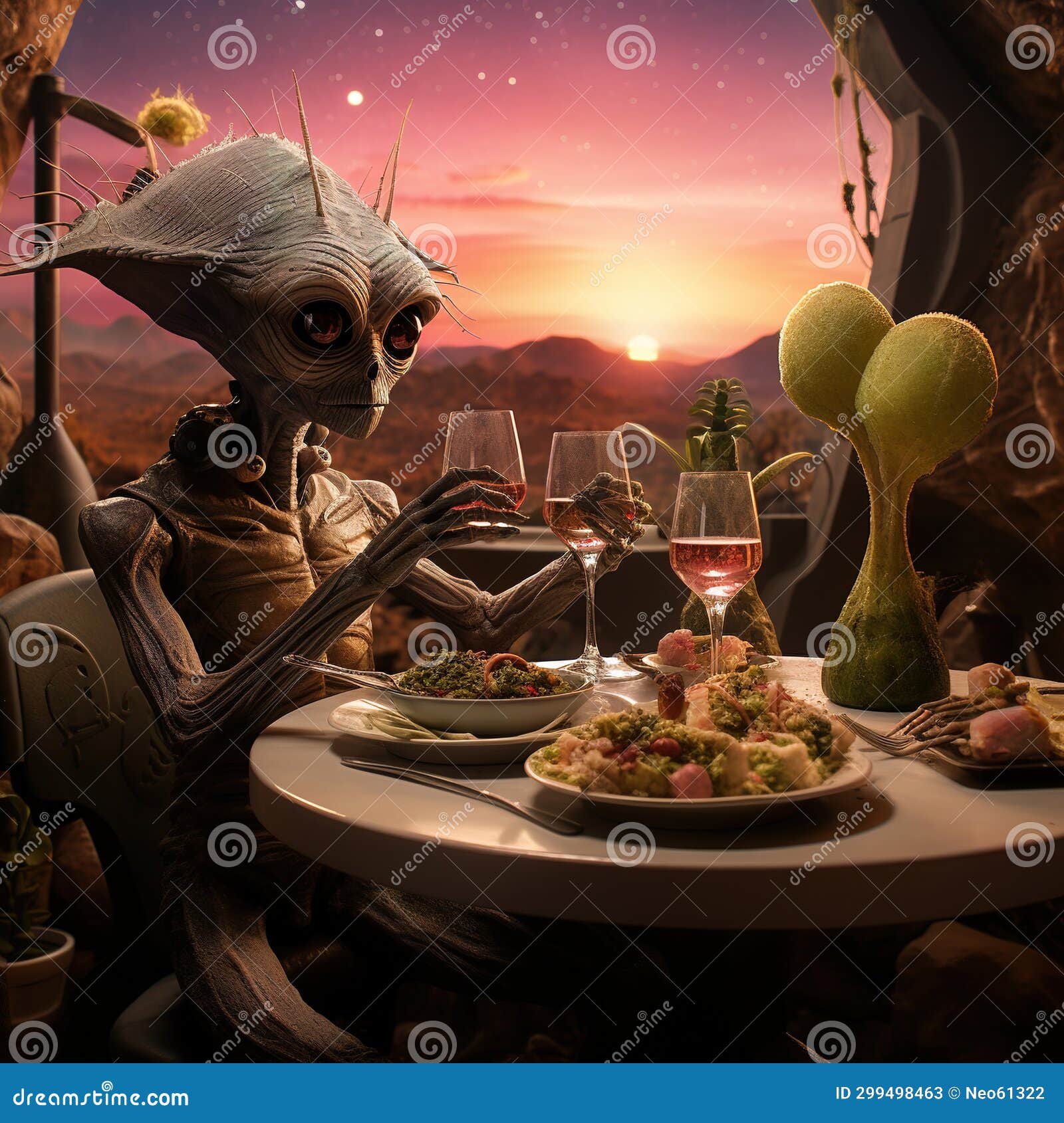 A Bunch of Aliens Sumptuous Dinner at a High Table Extraterrestrial ...