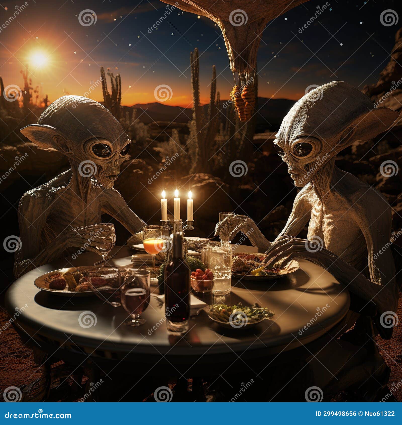 A Bunch of Aliens Sumptuous Dinner at a High Table Extraterrestrial ...