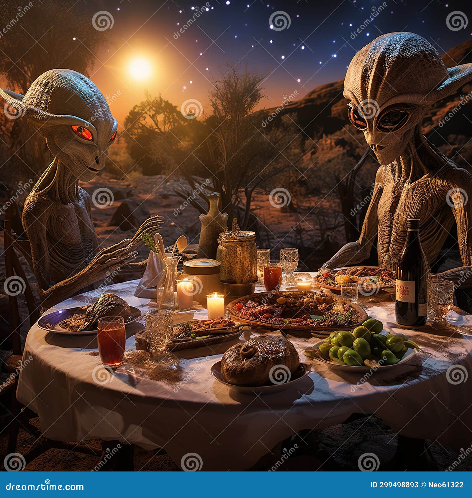 A Bunch of Aliens Sumptuous Dinner at a High Table Extraterrestrial ...