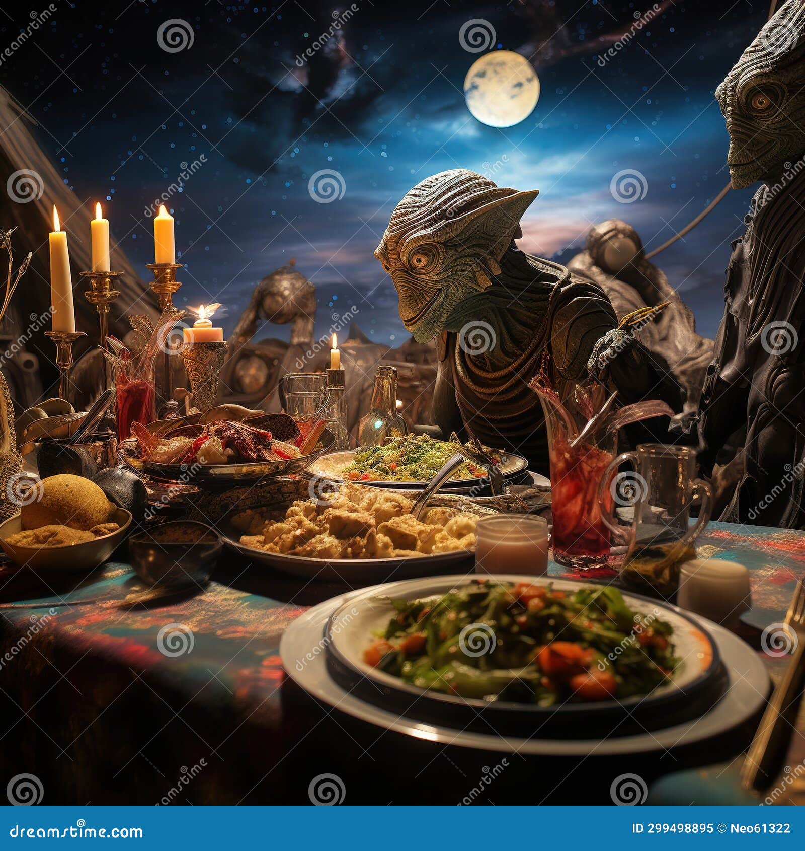 A Bunch of Aliens Sumptuous Dinner at a High Table Extraterrestrial ...