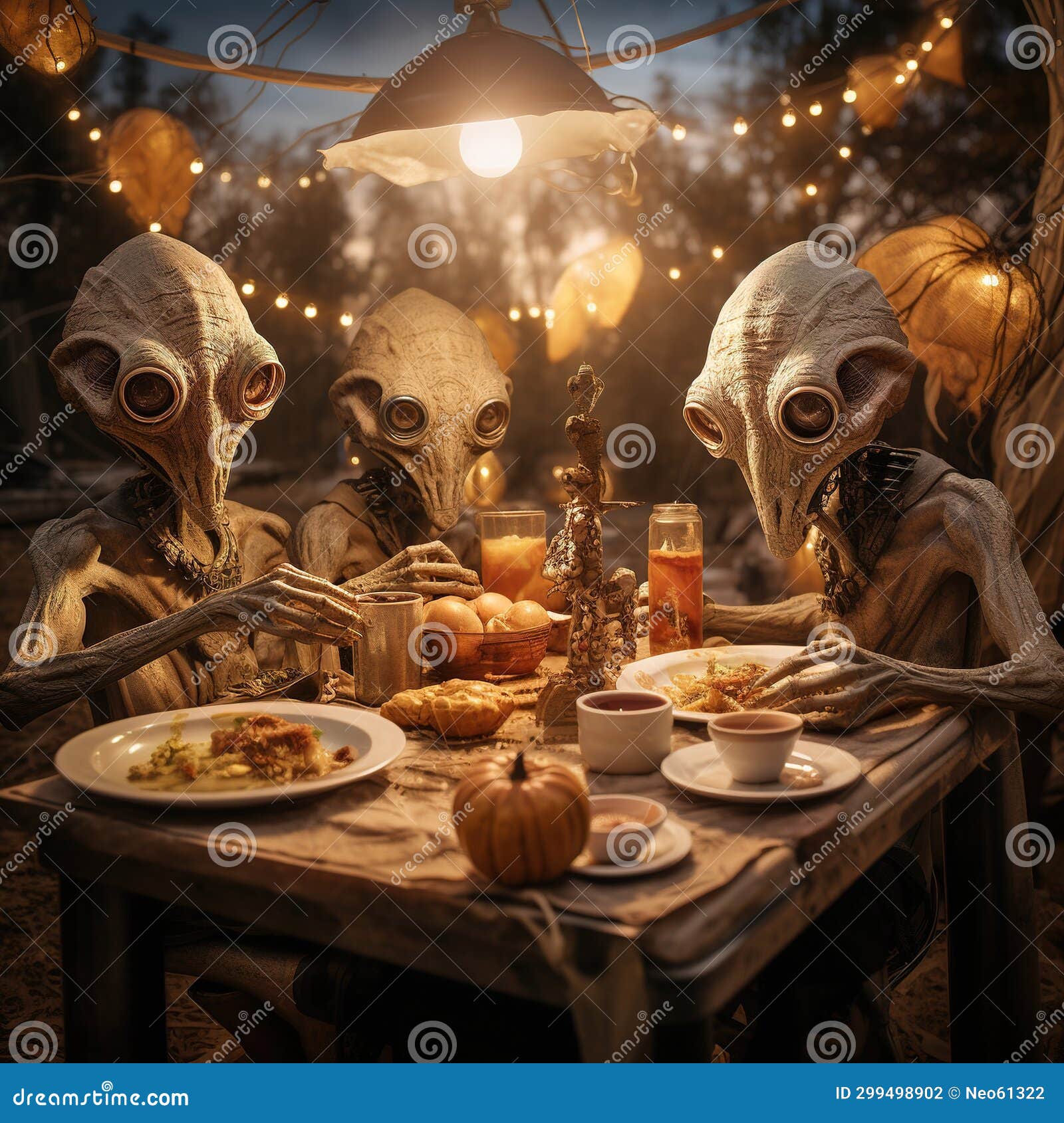 A Bunch of Aliens Sumptuous Dinner at a High Table Extraterrestrial ...
