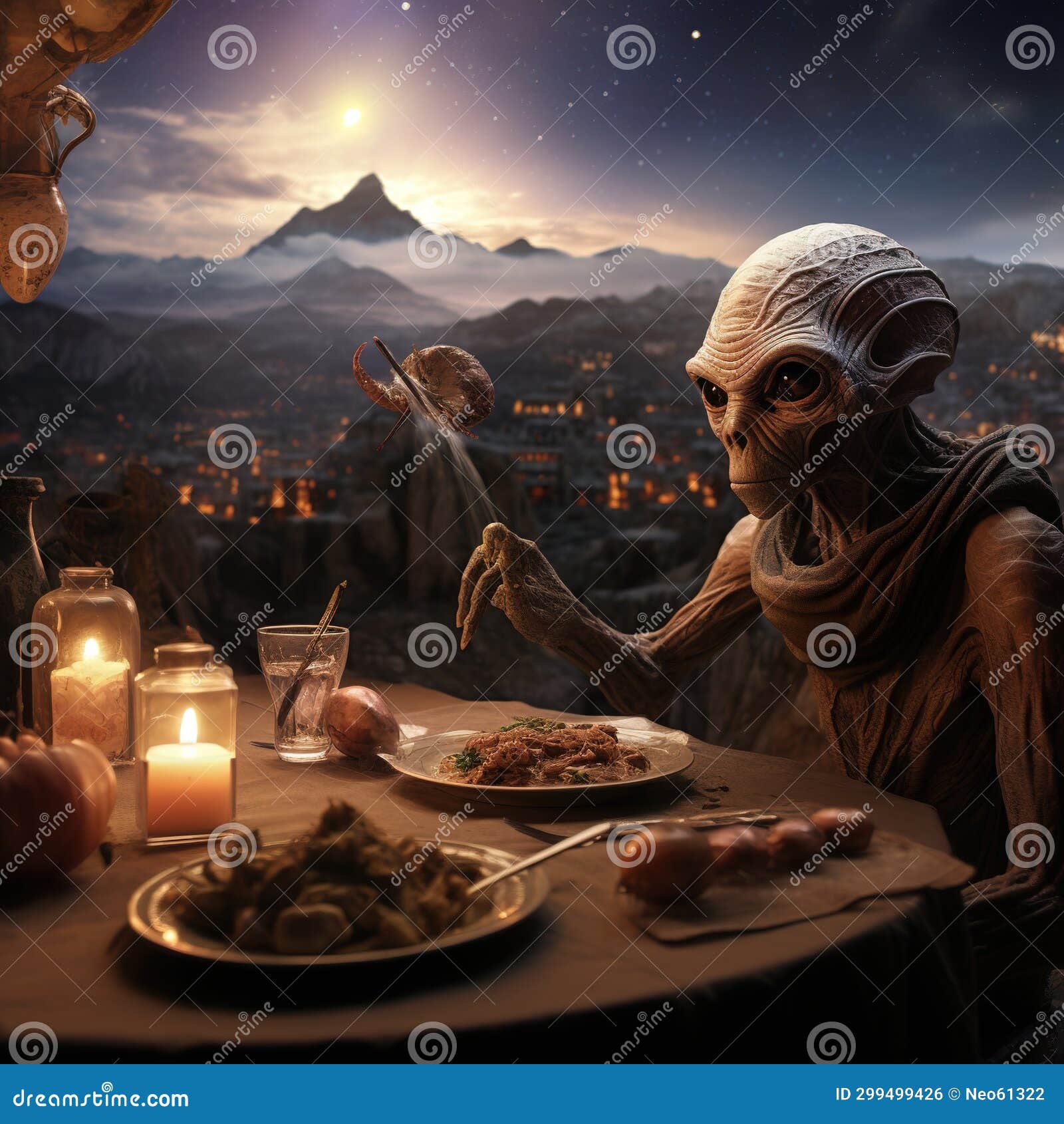 A Bunch of Aliens Sumptuous Dinner at a High Table Extraterrestrial ...