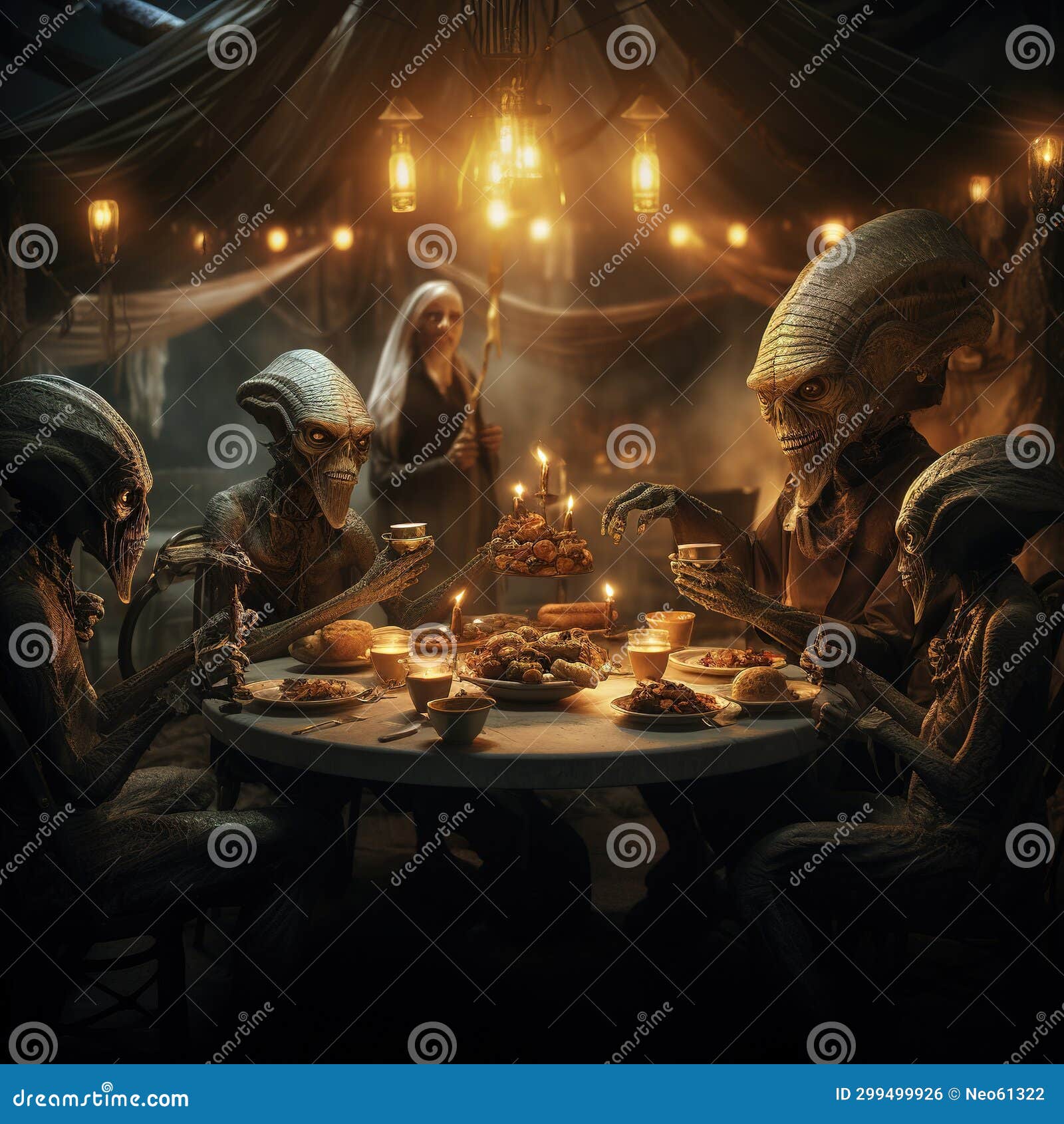 Sumptuous Bbq Dinner Spread With Golden Sausages On Clean Table ...