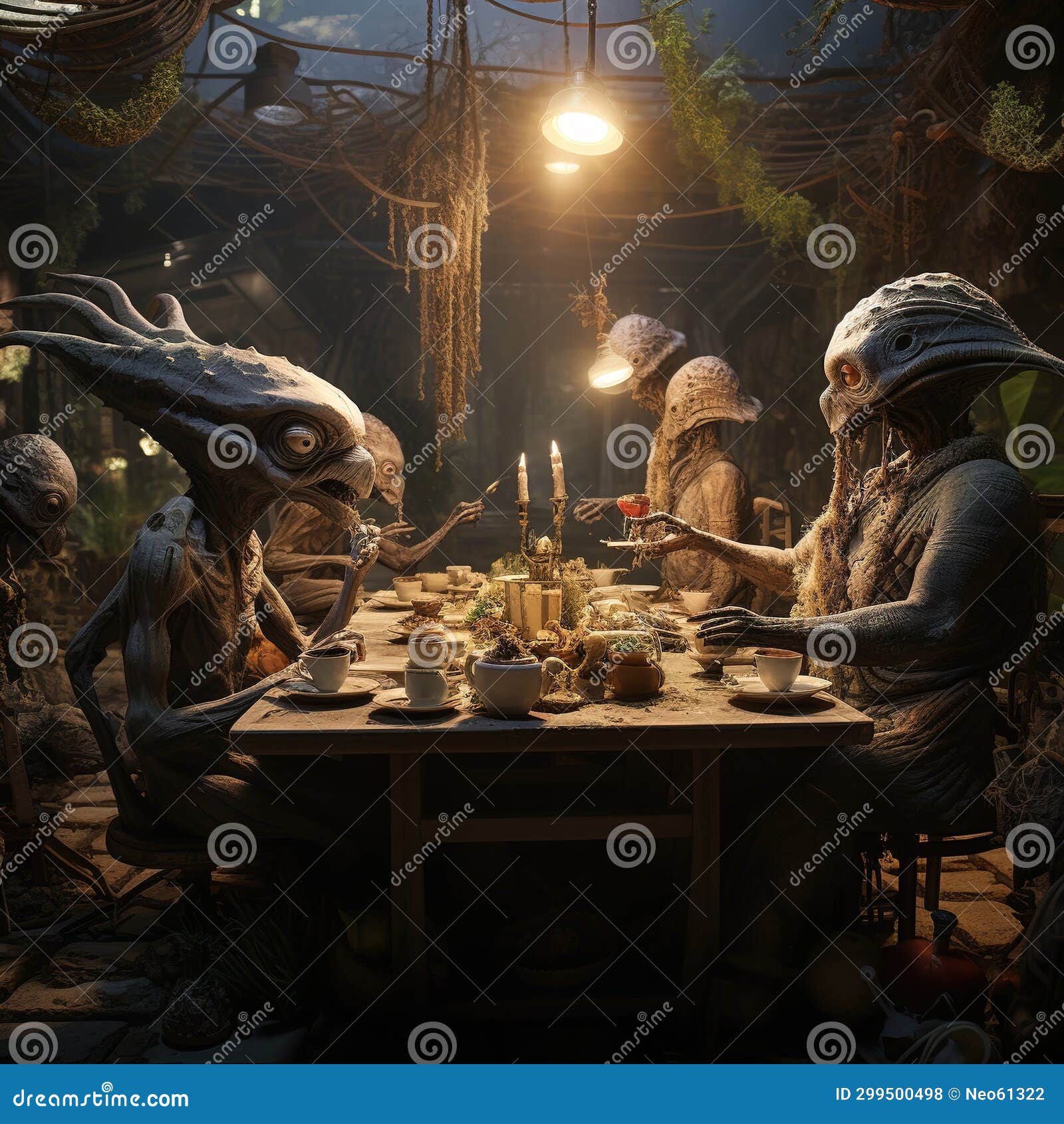 A Bunch of Aliens Sumptuous Dinner at a High Table Extraterrestrial ...
