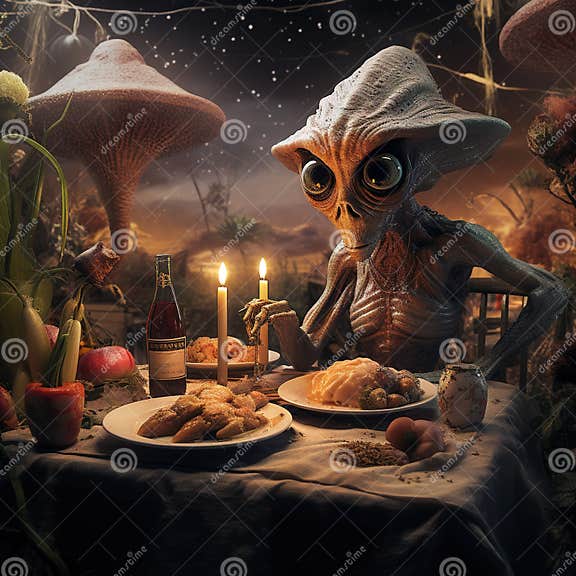 A Bunch of Aliens Sumptuous Dinner at a High Table Extraterrestrial ...