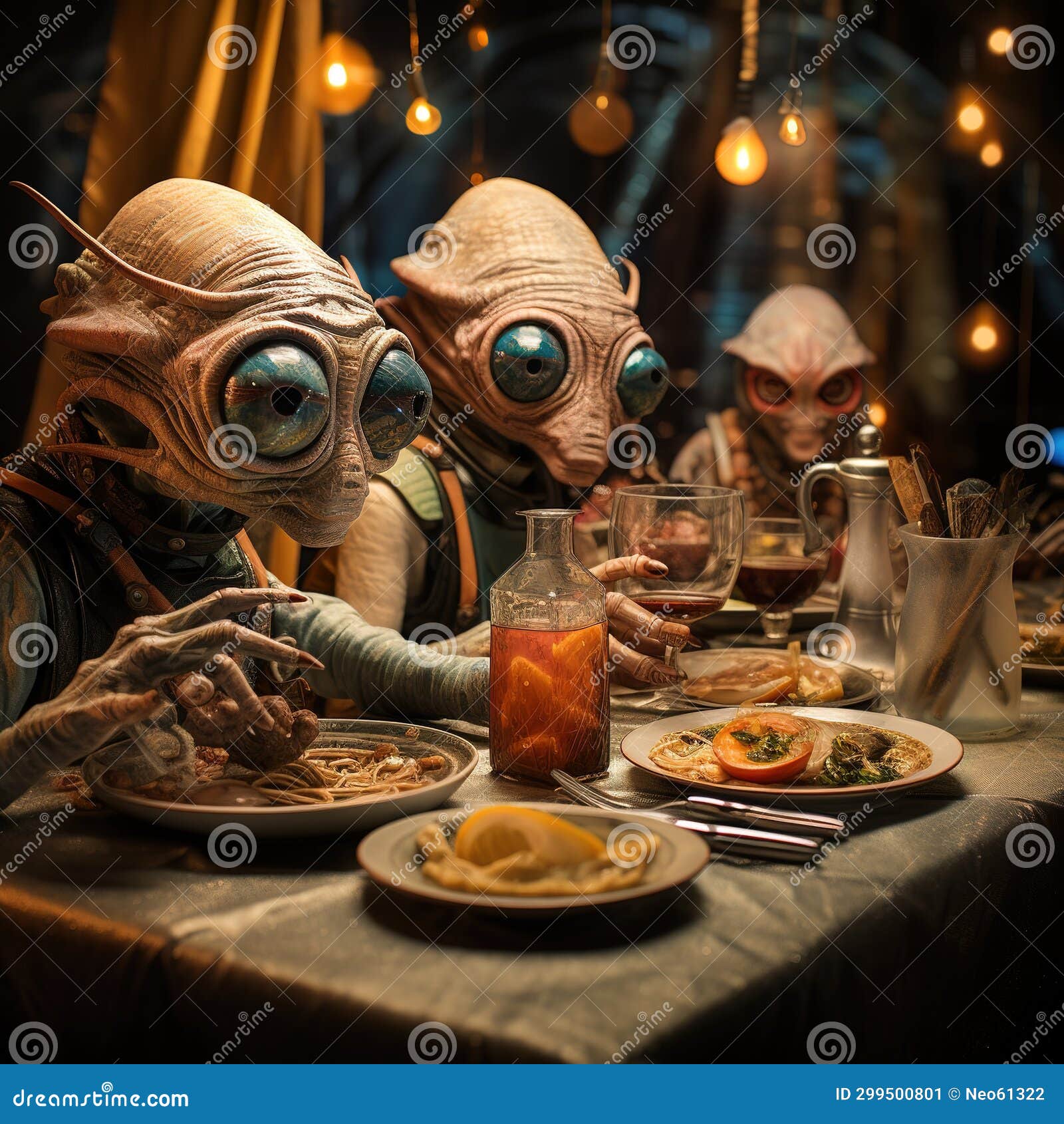 A Bunch of Aliens Sumptuous Dinner at a High Table Extraterrestrial ...