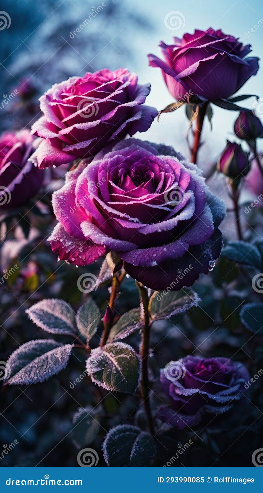 Beautiful Bunch of Frosty Deep Black Roses Stock Illustration ...