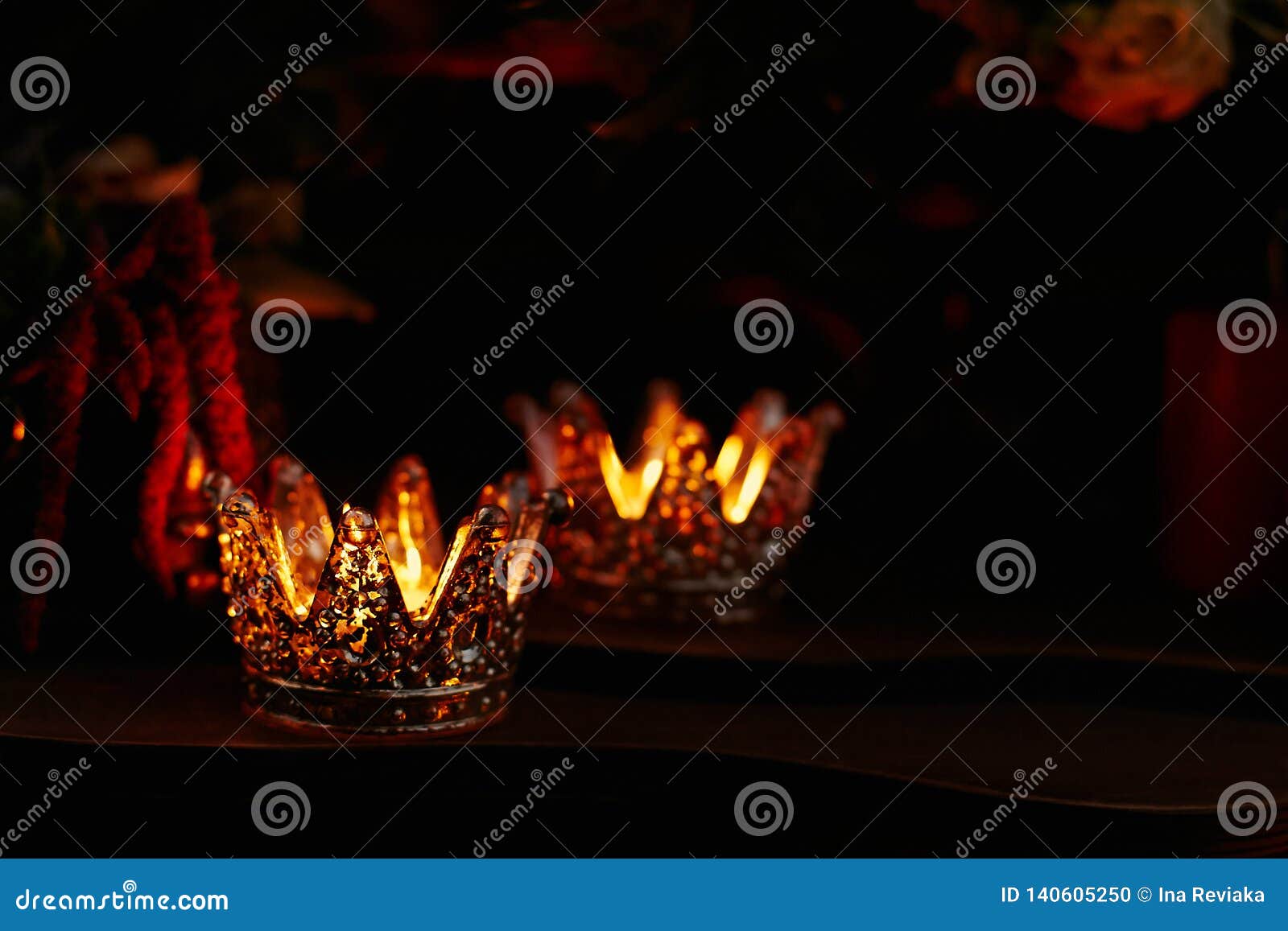 Beautiful Burning Candles in the Candlestick in the Form of a Crown ...