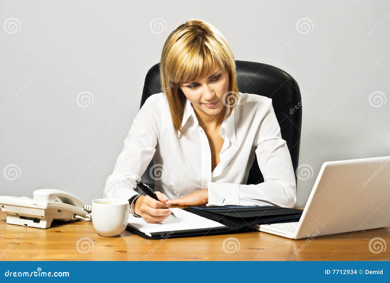Beautiful Business Lady at Desk Stock Photo - Image of person, notebook ...
