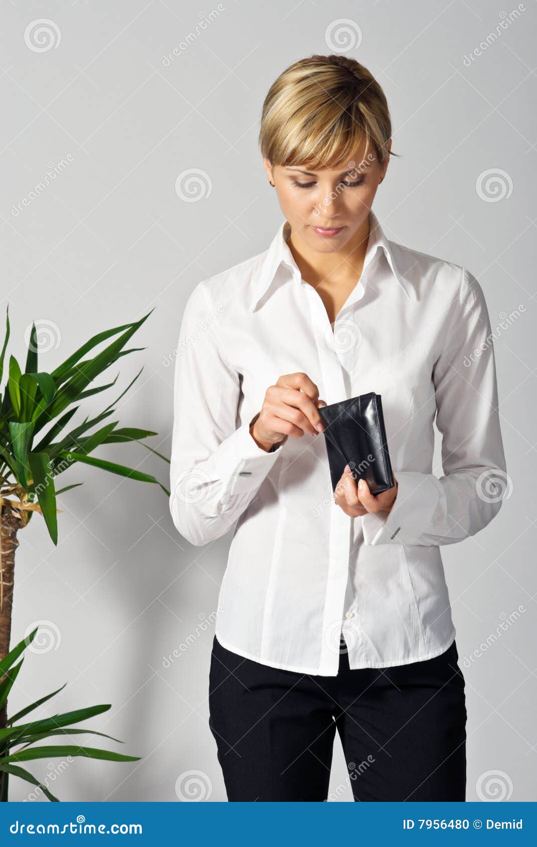 Beautiful Business Lady with a Wallet Stock Photo - Image of blouse ...