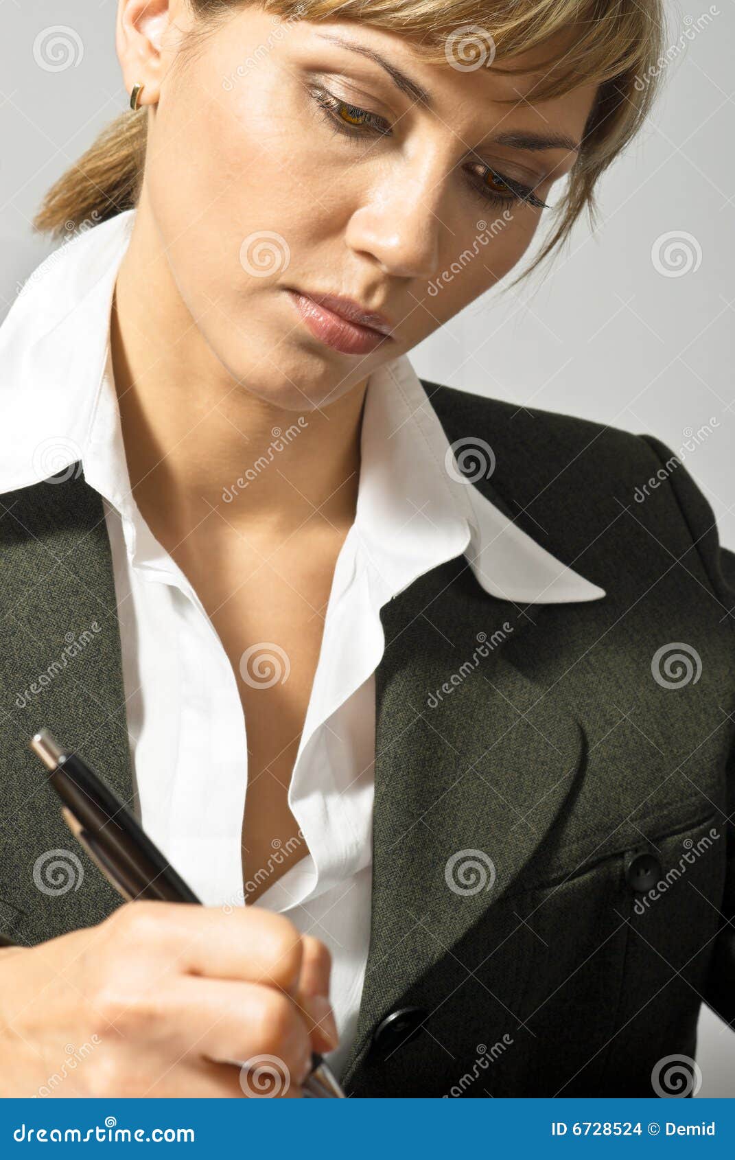 Beautiful Business Lady Writing Stock Photo - Image of businesswoman ...