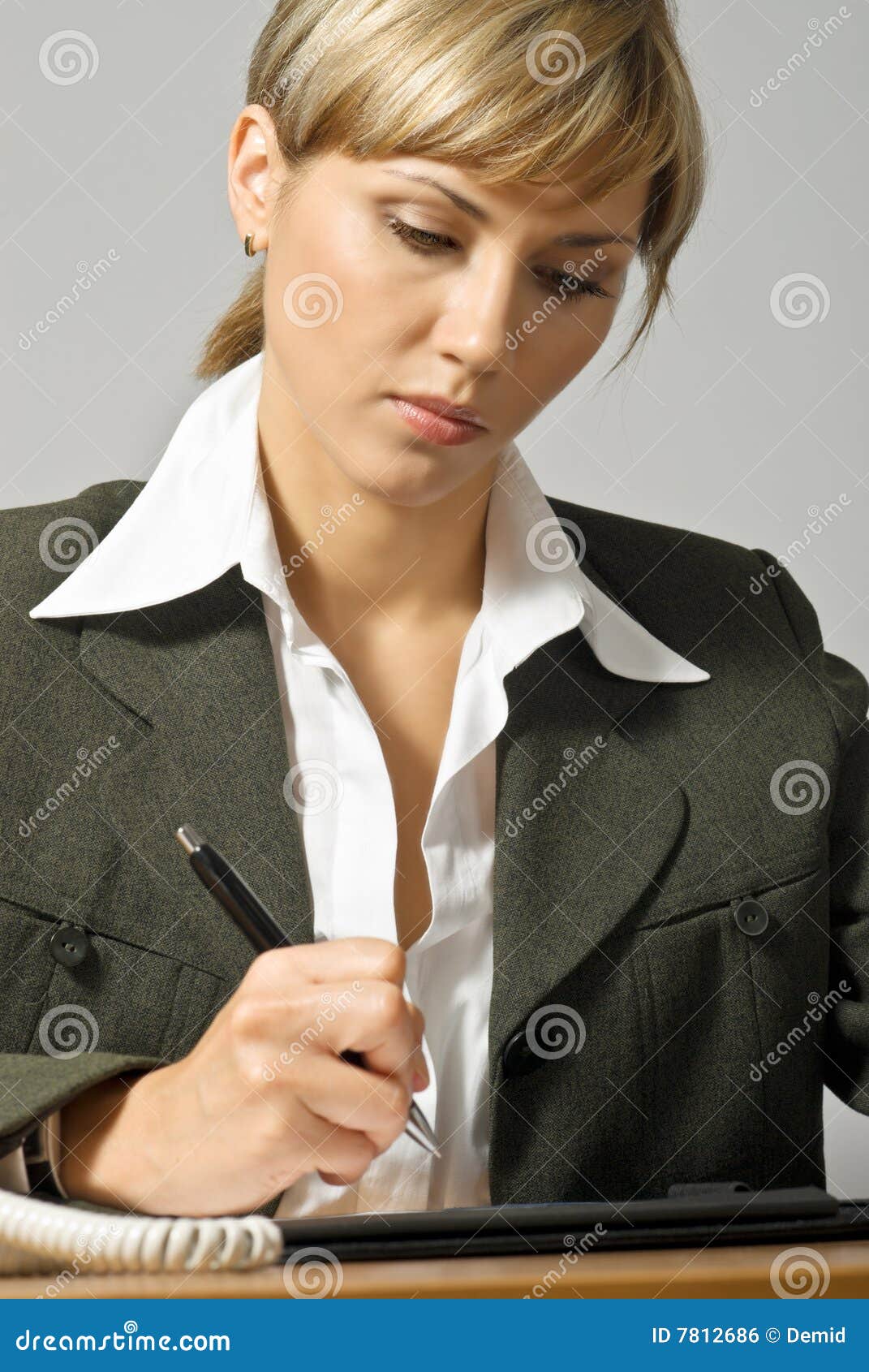 Beautiful Business Lady Writing Stock Photo - Image of beautiful ...