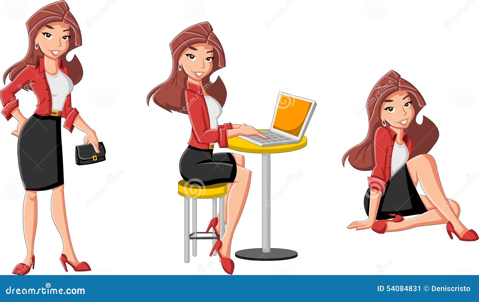 Beautiful Business Woman with Computer Stock Vector - Illustration of ...